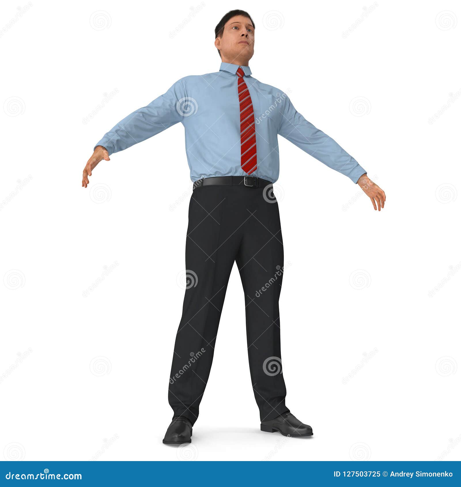 Office Worker Standing Pose Isolated on White Background. 3D ...
