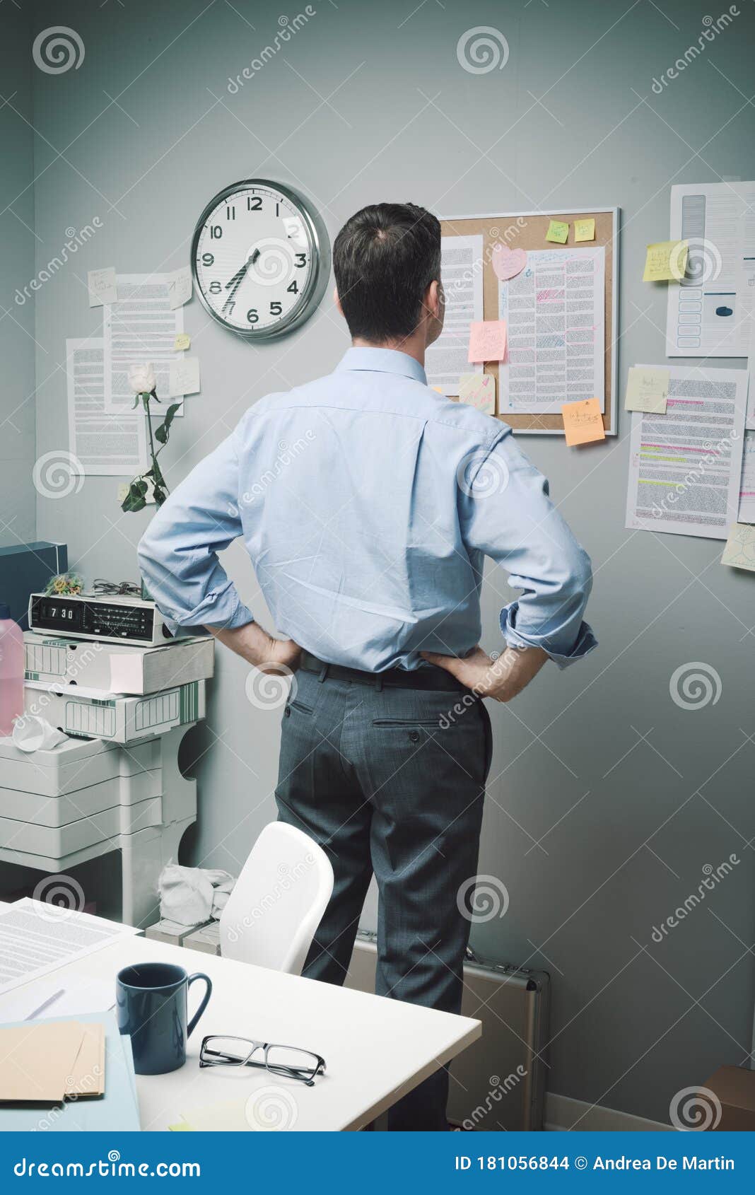 Office Worker Checking Notes Stock Photo - Image of stick, employee ...