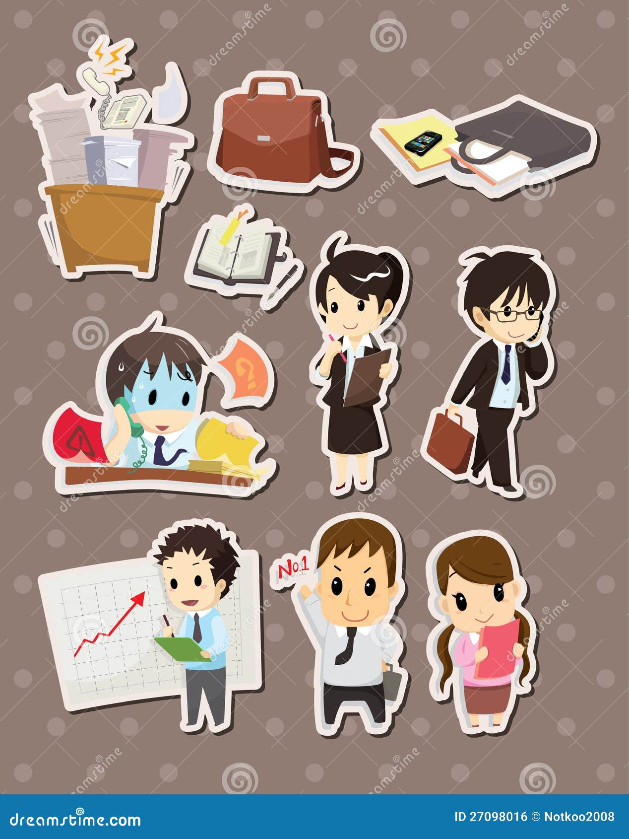 Office worker stickers stock vector. Illustration of brunet - 27098016