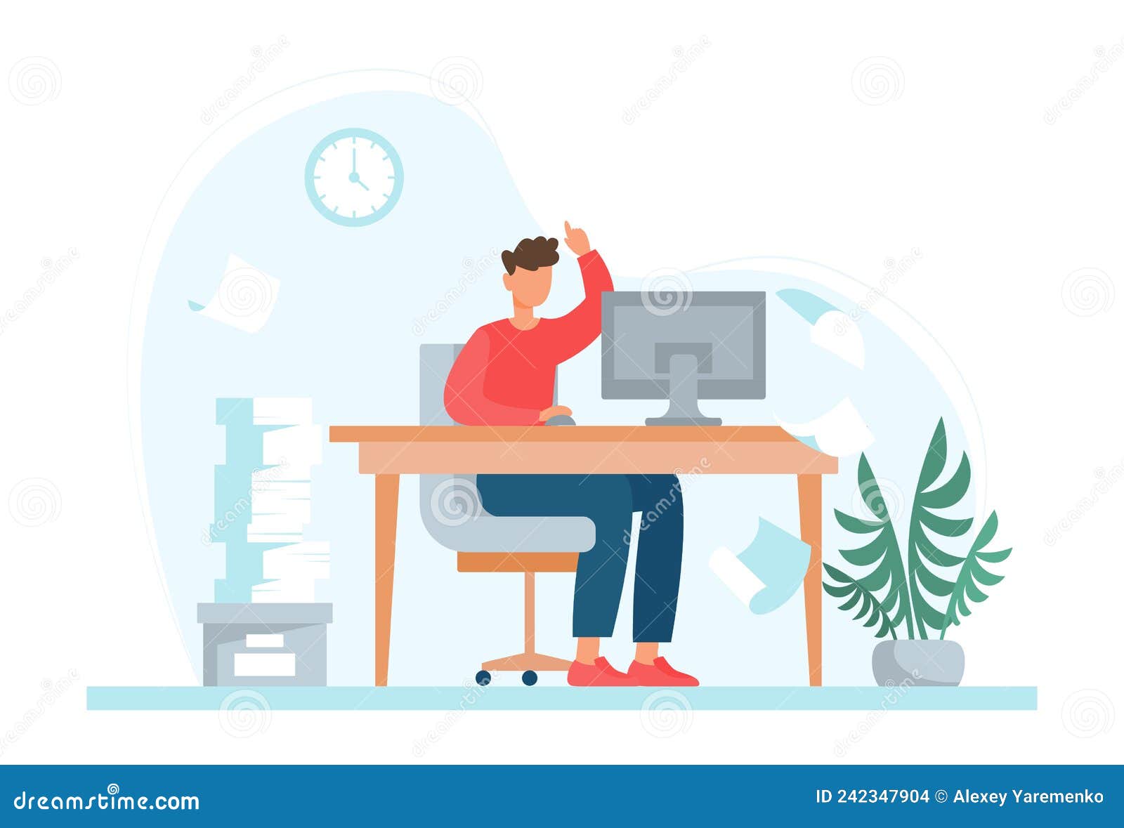 Clerk At Work Infographic. Office, Table, Designer Vector Illustration ...