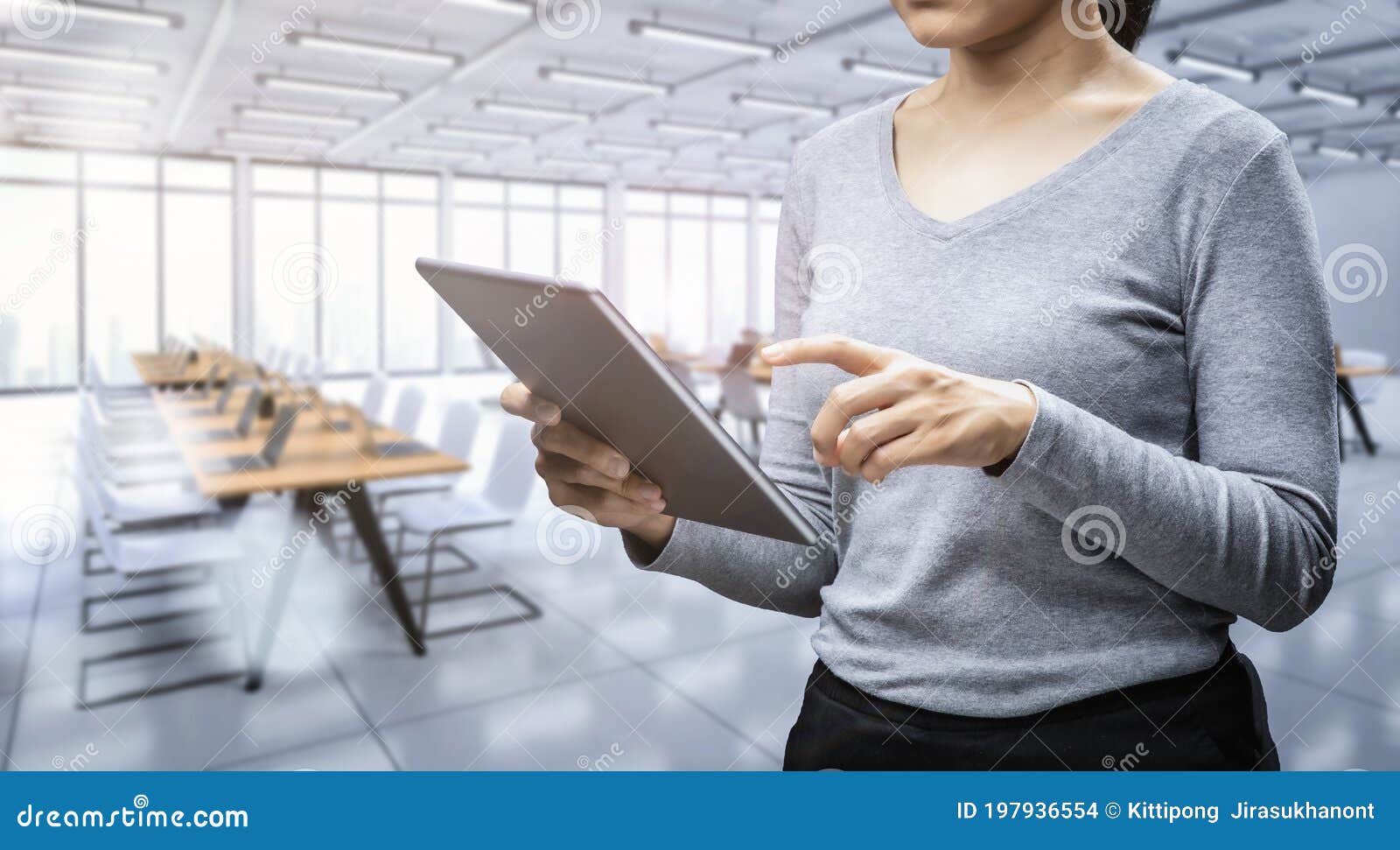 Office worker with tablet stock photo. Image of floor - 197936554