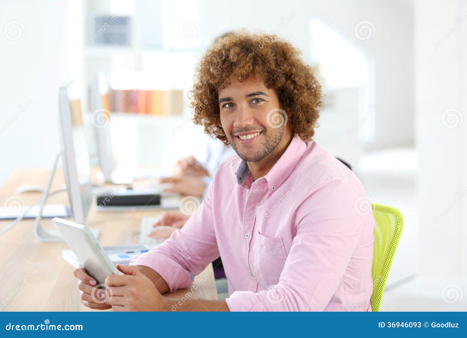 Office worker with tablet stock image. Image of people - 36946093