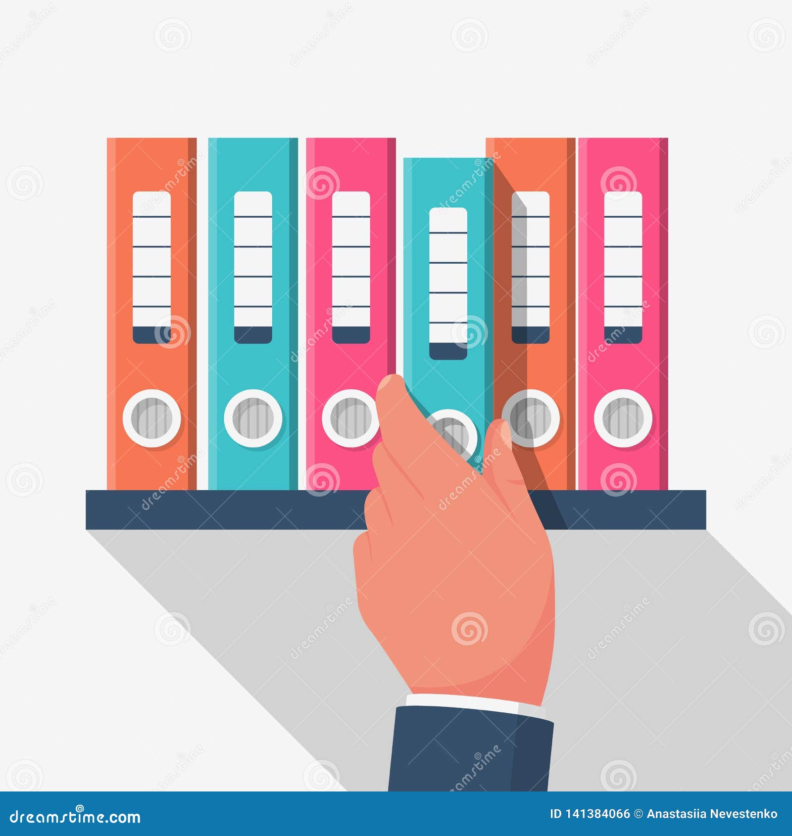 Office Worker Taking Folder with Archive. Stock Vector - Illustration ...