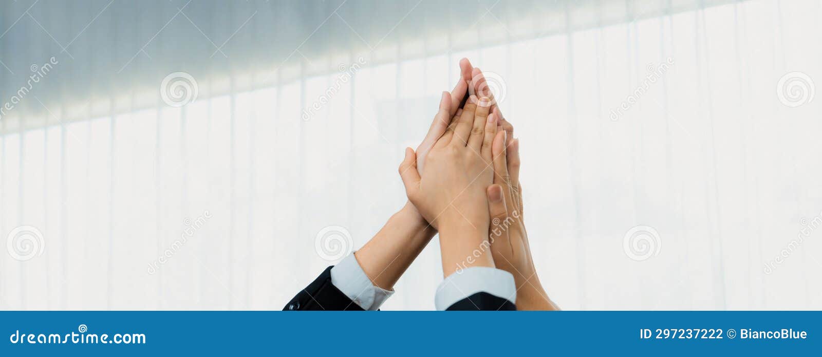 Office Worker Team Stacking Hand Together Symbolize Successful Teamwork ...