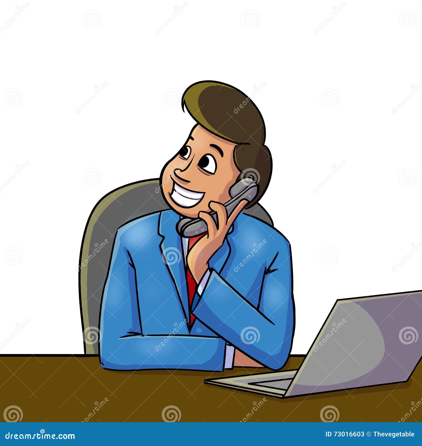Office worker telephone stock illustration. Illustration of laptop ...