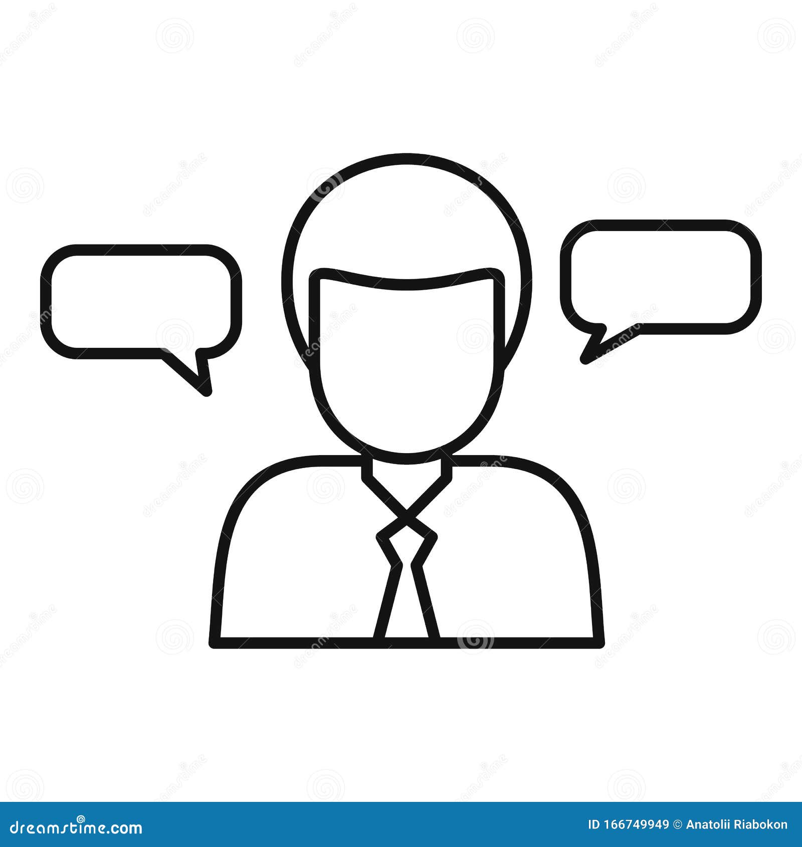 Office Worker Thinking Icon, Outline Style Stock Vector - Illustration ...