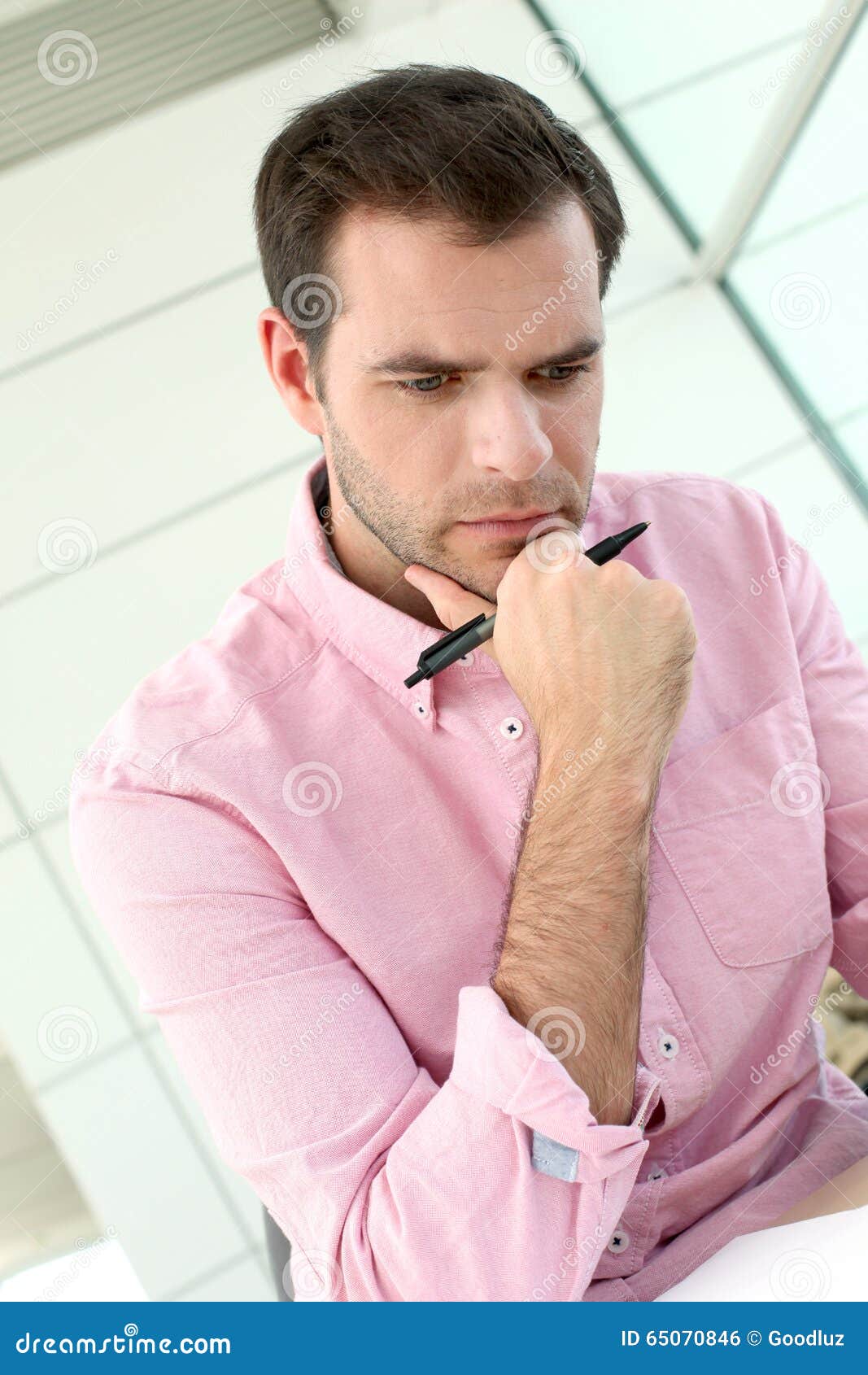 Office worker thinking stock photo. Image of serious - 65070846