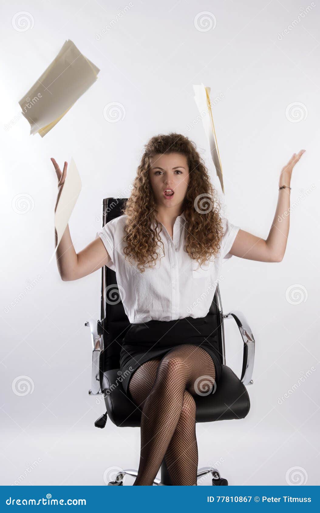 Office Worker Throws Paperwork into the Air Stock Image - Image of ...