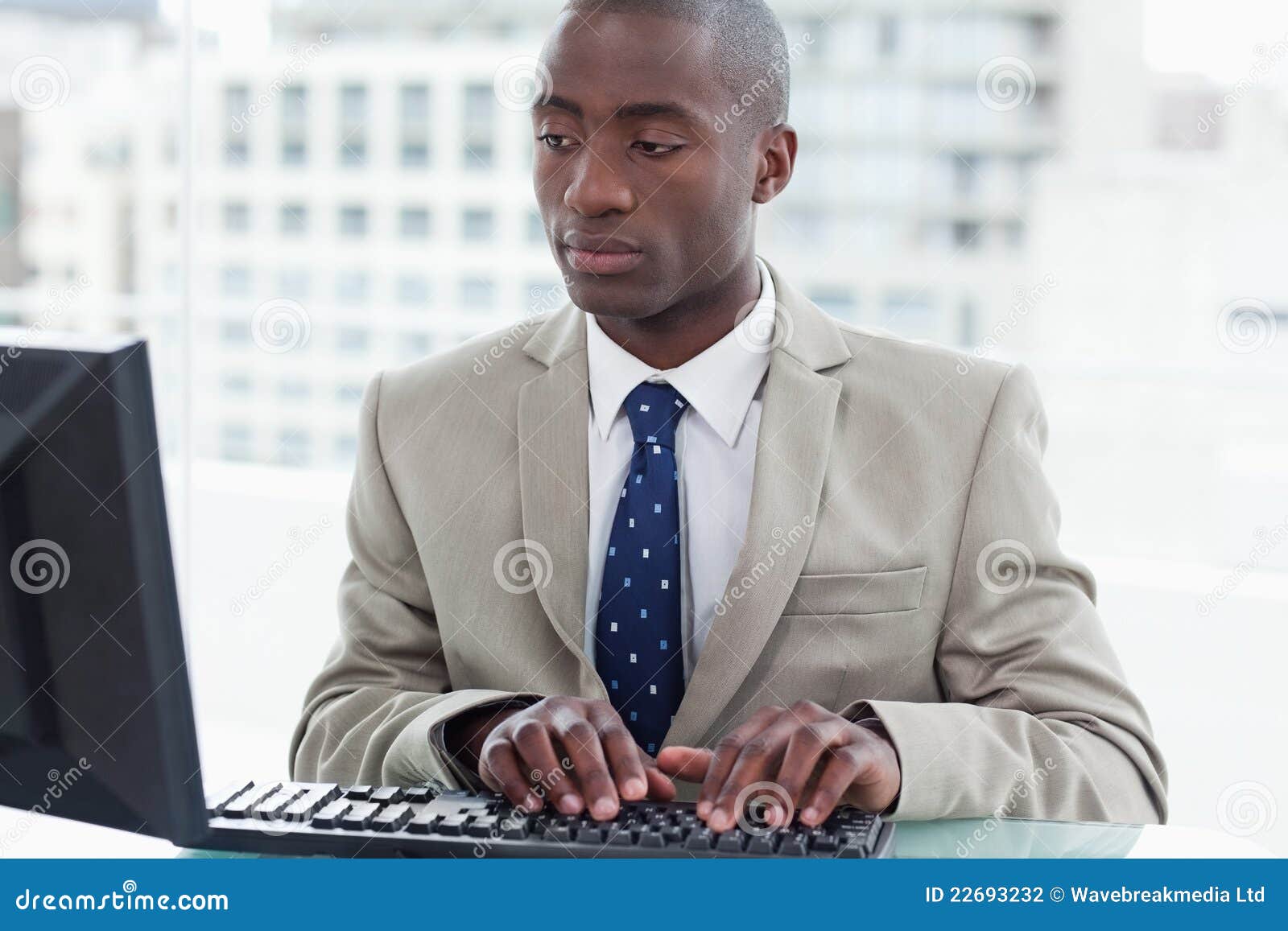 Office Worker Using a Computer Stock Photo - Image of computer, monitor ...