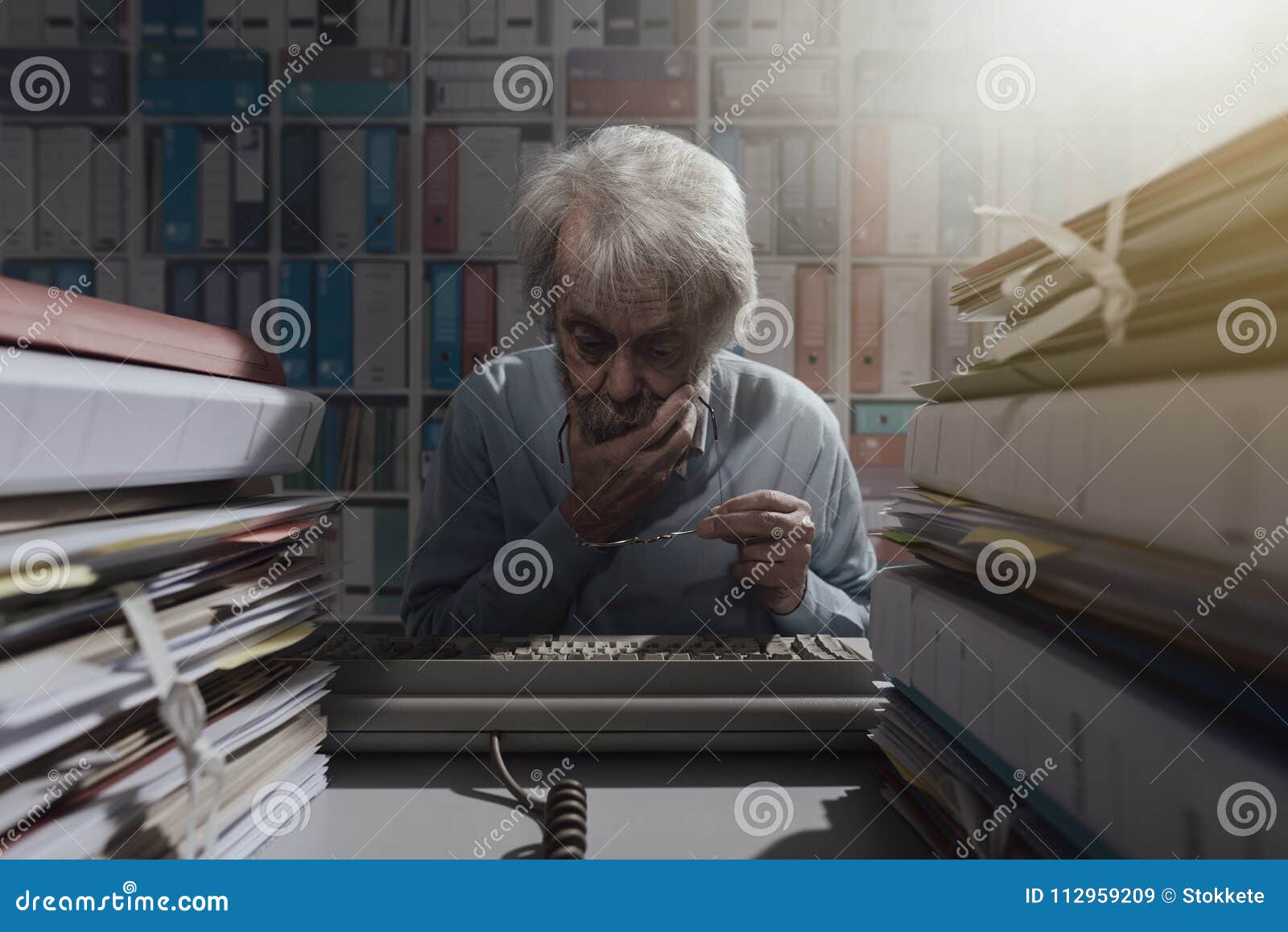 Office Worker Using a Keyboard Stock Image - Image of difficulty ...