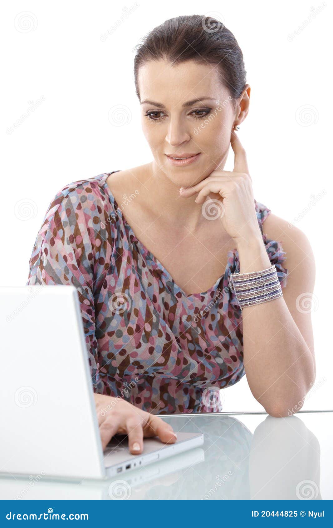 Office Worker Using Laptop Computer Stock Image - Image of attractive ...
