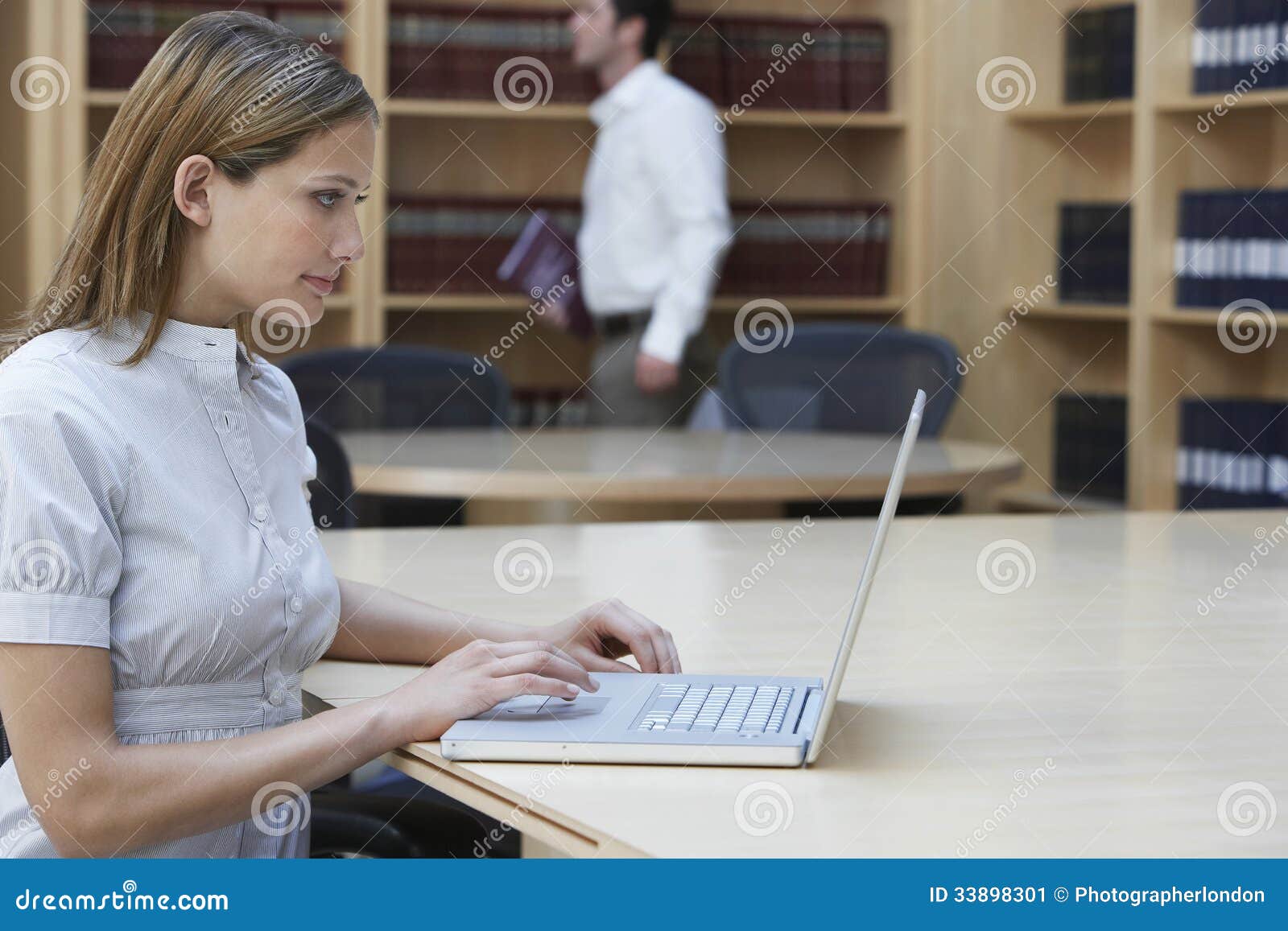 Office Worker Using Laptop in Office Stock Image - Image of ...