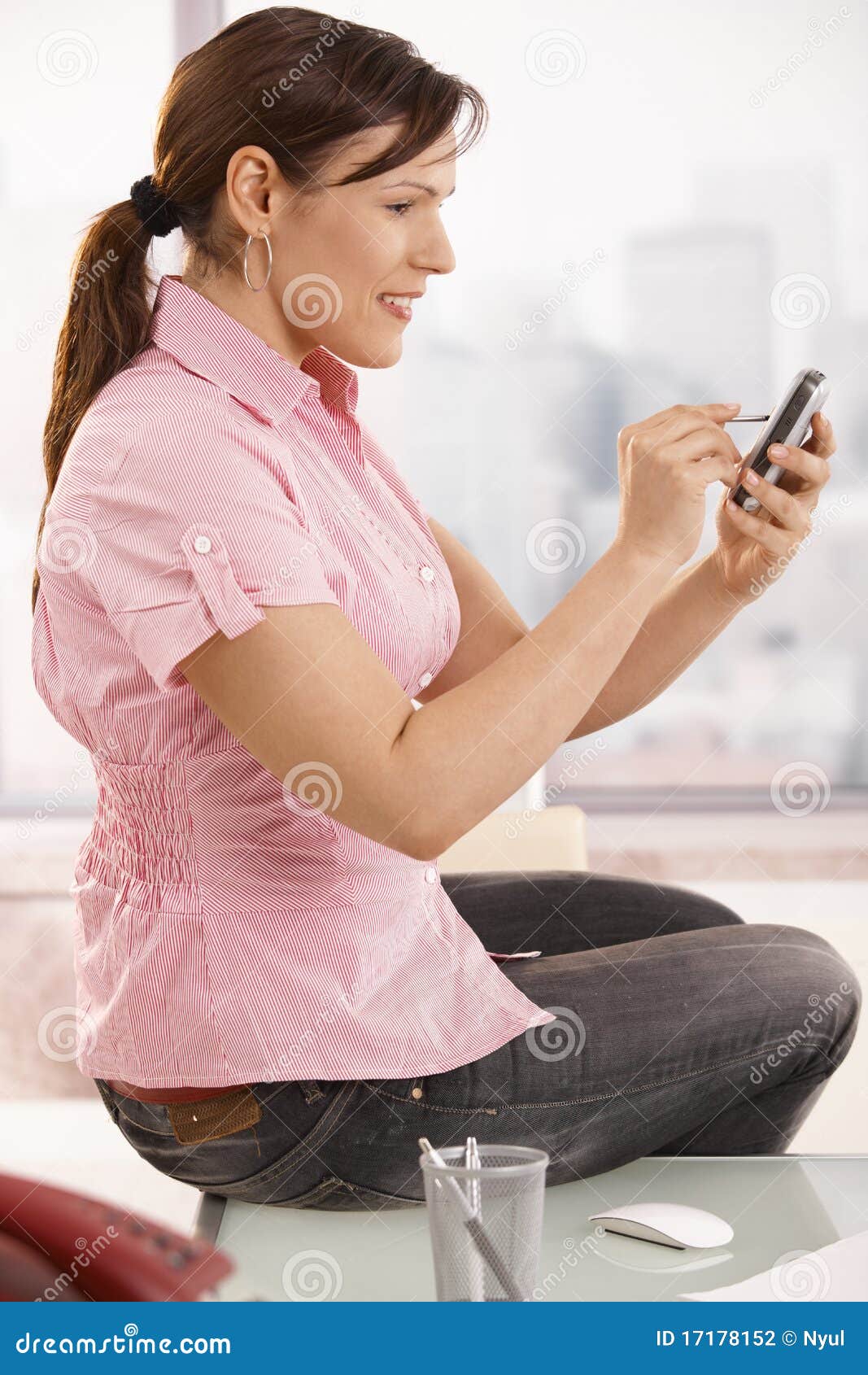 Office Worker Using Mobile Phone Stock Photo - Image of middle ...