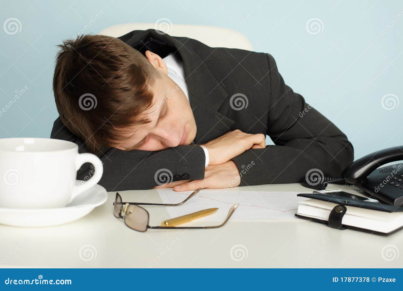 Office Worker Was Tired and Fell Asleep at Table Stock Photo - Image of ...