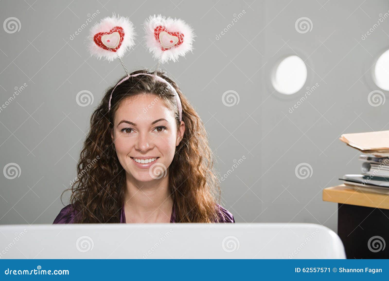 Office Worker Wearing Deely Bopper Stock Image - Image of adult, deeply ...