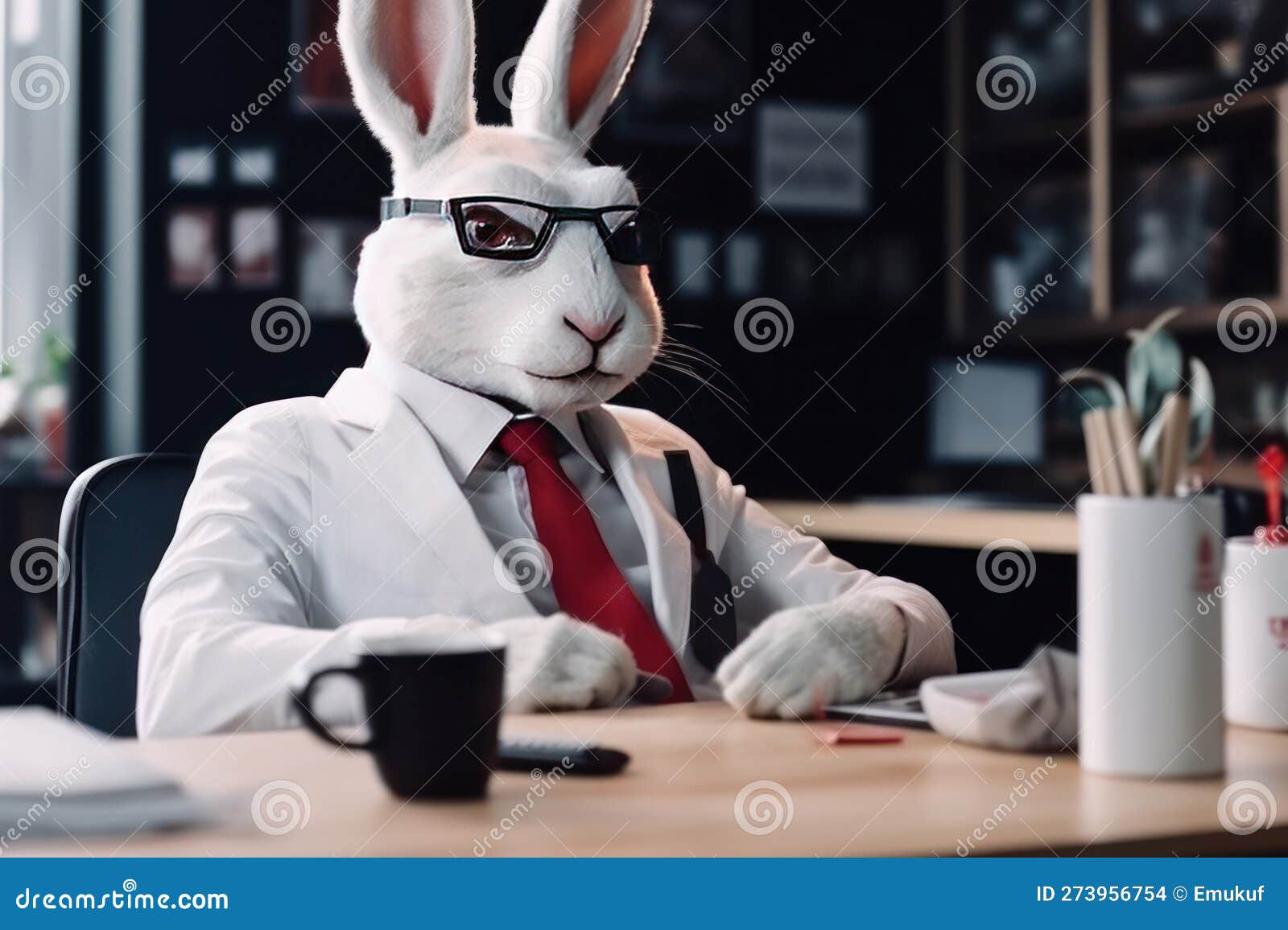 Office Worker White Hare Alpha Male Animal Generative AI Stock ...