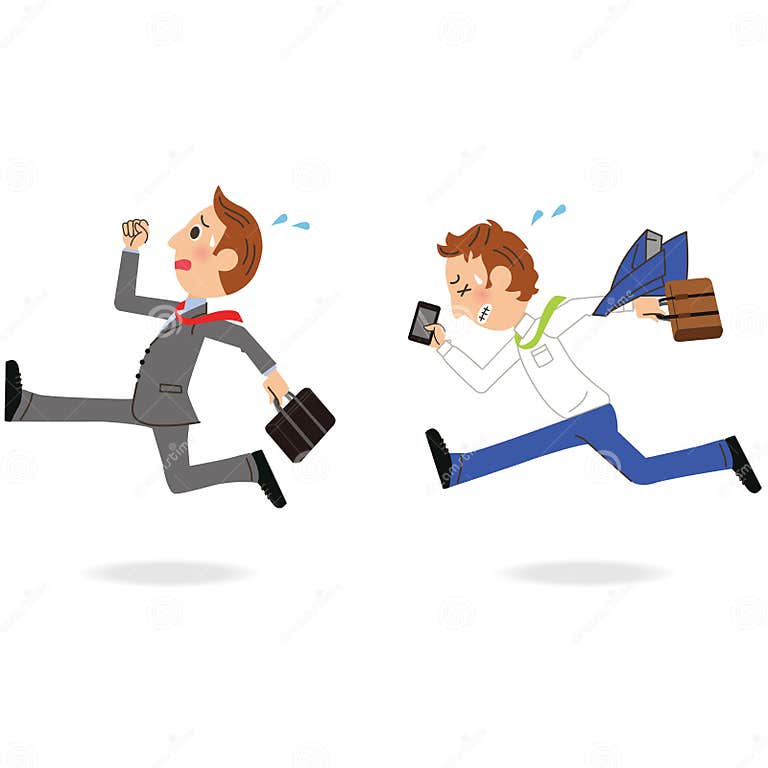 Office worker who runs stock vector. Illustration of meeting - 48178168