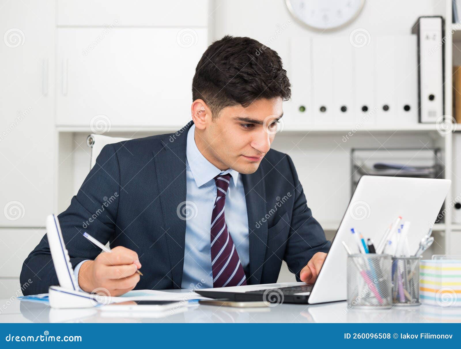 Office Worker is Working at a Computer Stock Photo - Image of young ...