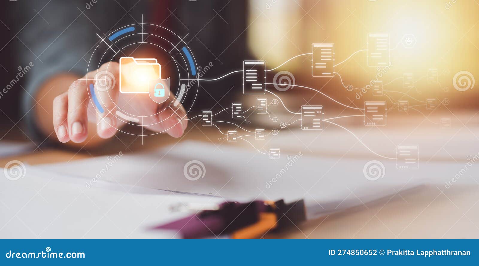 Office Worker Working with Document Folder ,Management of Corporate ...