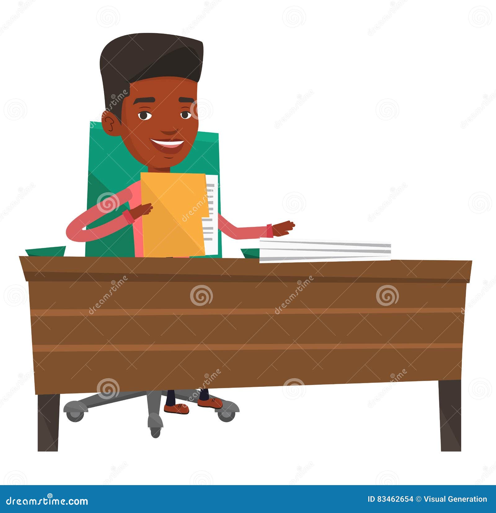 Office Worker Working with Documents. Stock Vector - Illustration of ...