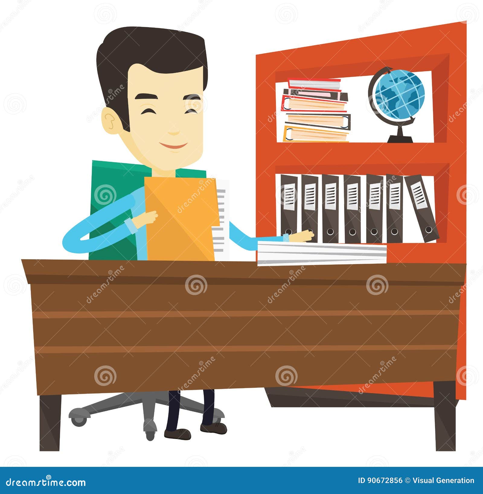 Office Worker Working with Documents. Stock Vector - Illustration of ...