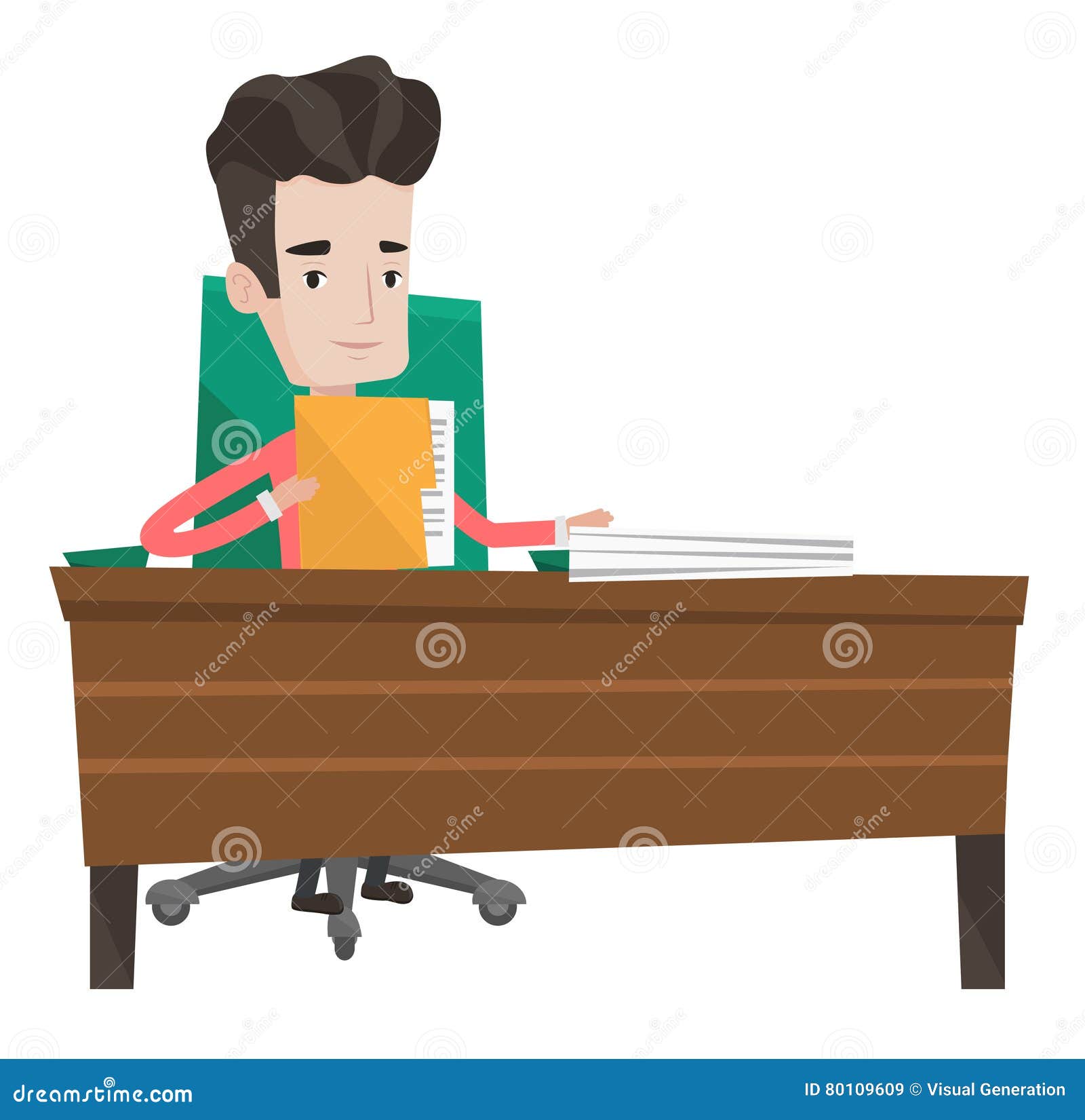 Office Worker Working with Documents. Stock Vector - Illustration of ...