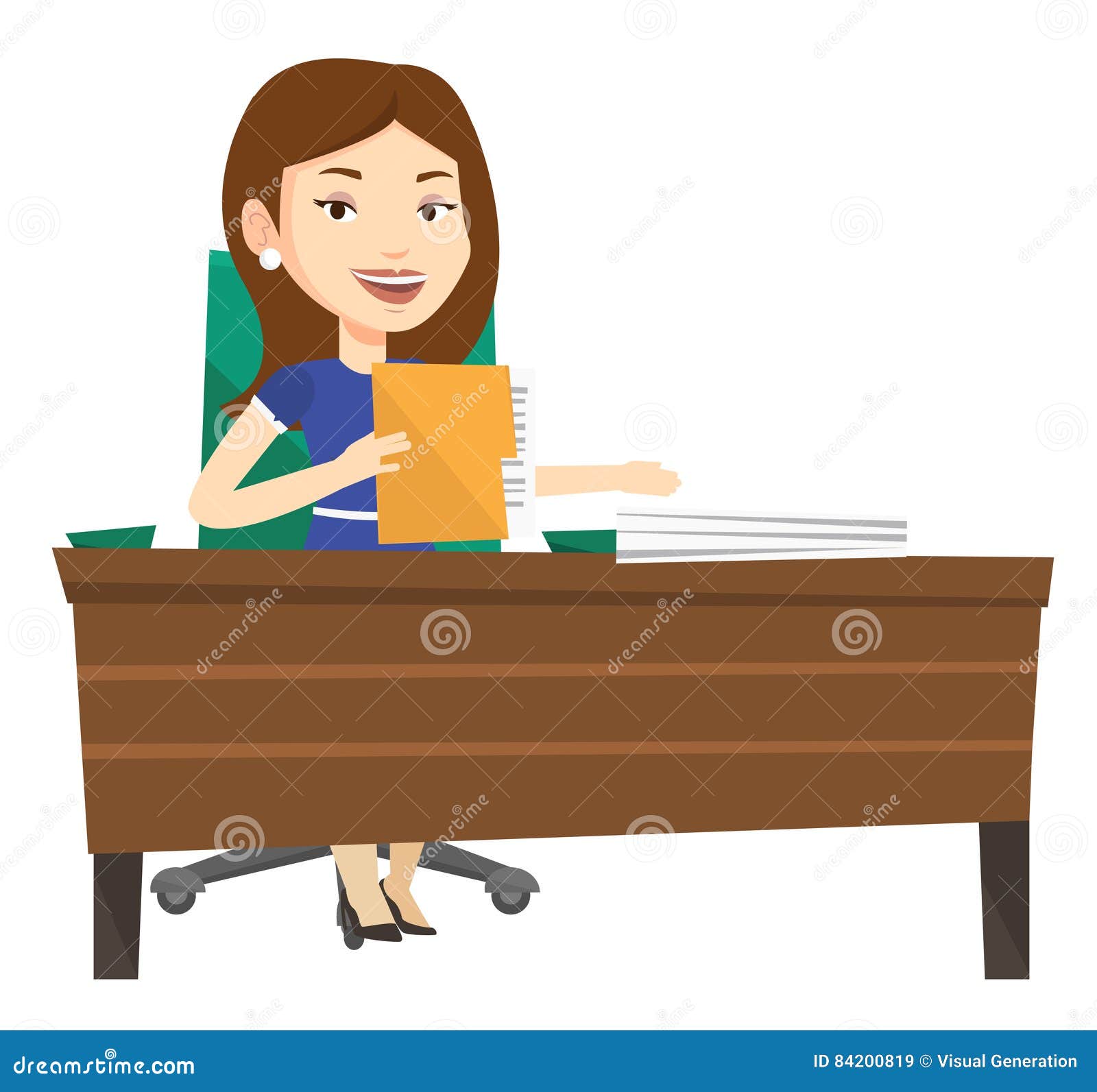 Office Worker Working with Documents. Stock Vector - Illustration of ...