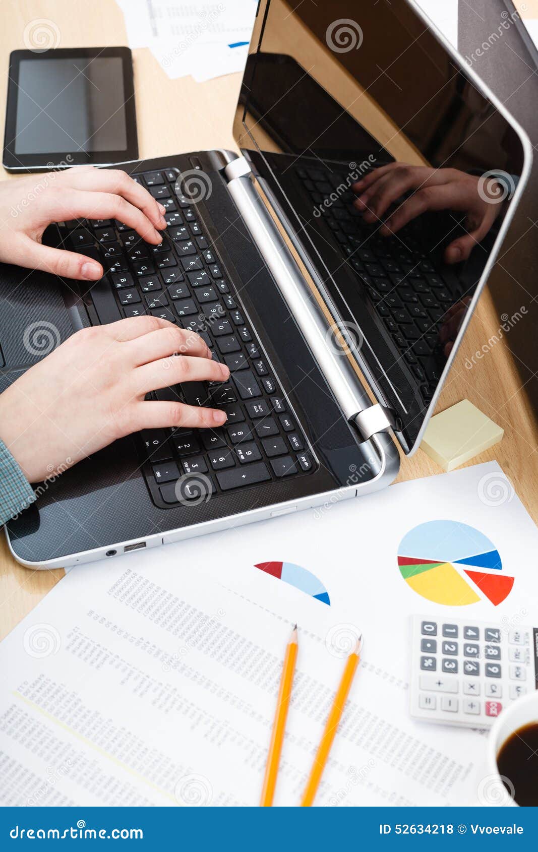 Office Worker Working with Laptop at Office Table Stock Photo - Image ...