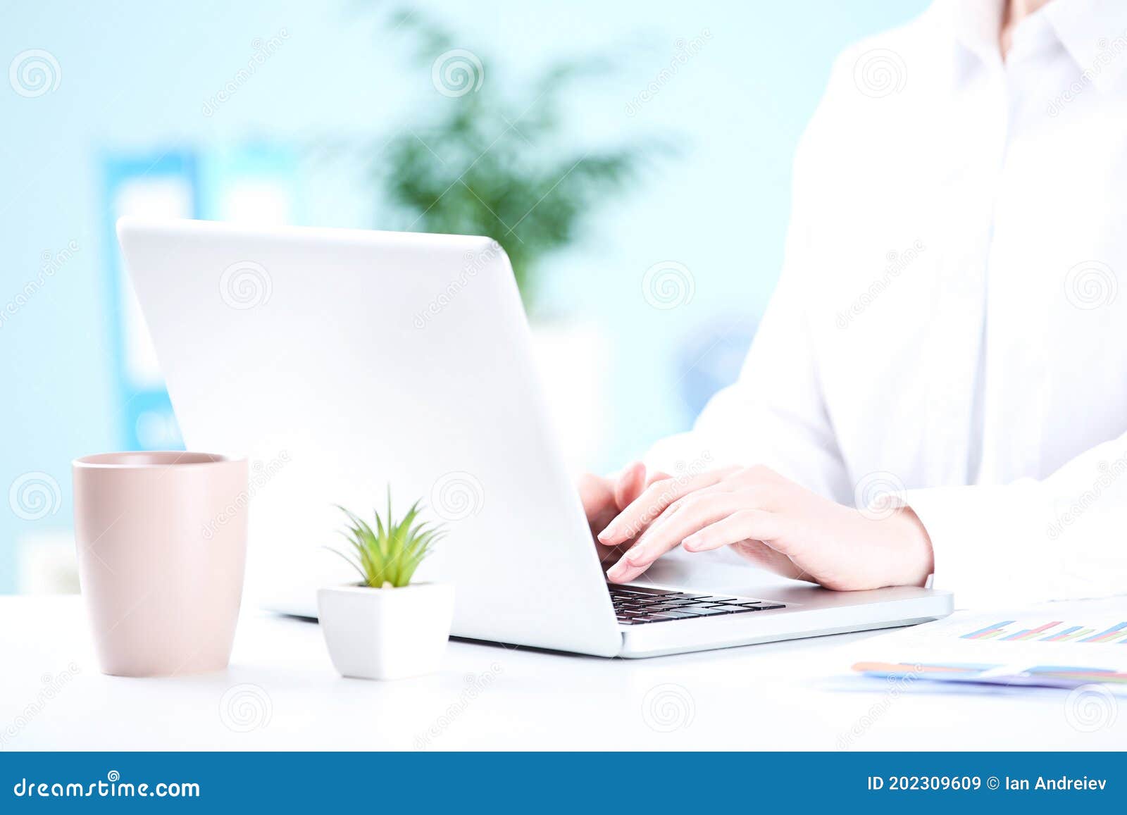 Office Worker Working on a Laptop Stock Image - Image of information ...