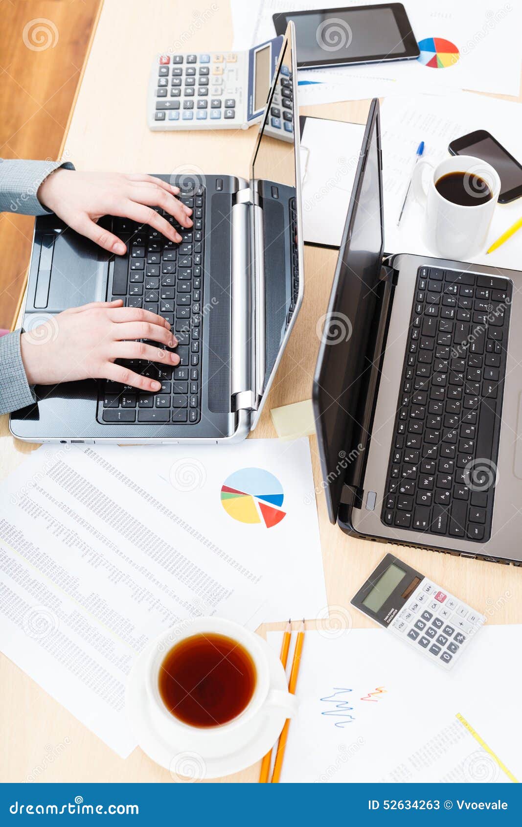Office Worker Working at Modern Office Workplace Stock Image - Image of ...
