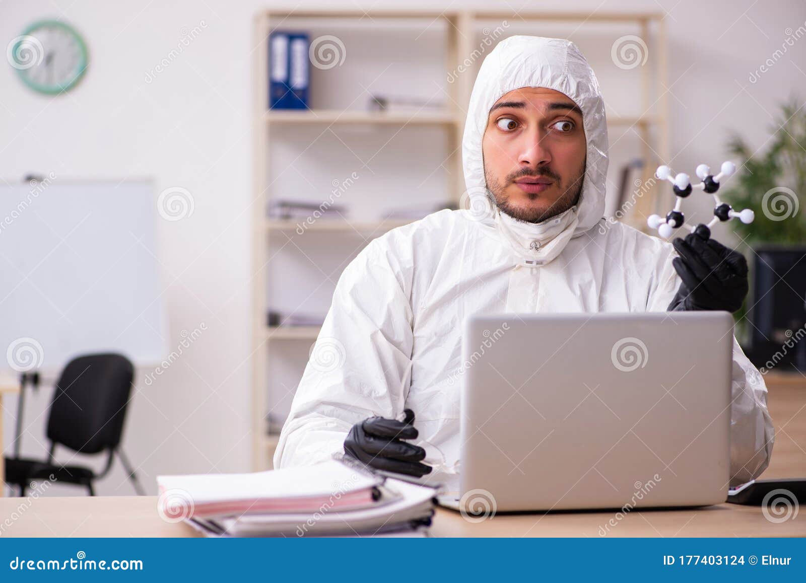 Office Worker Working in Quarantine Self-isolation Stock Photo - Image ...