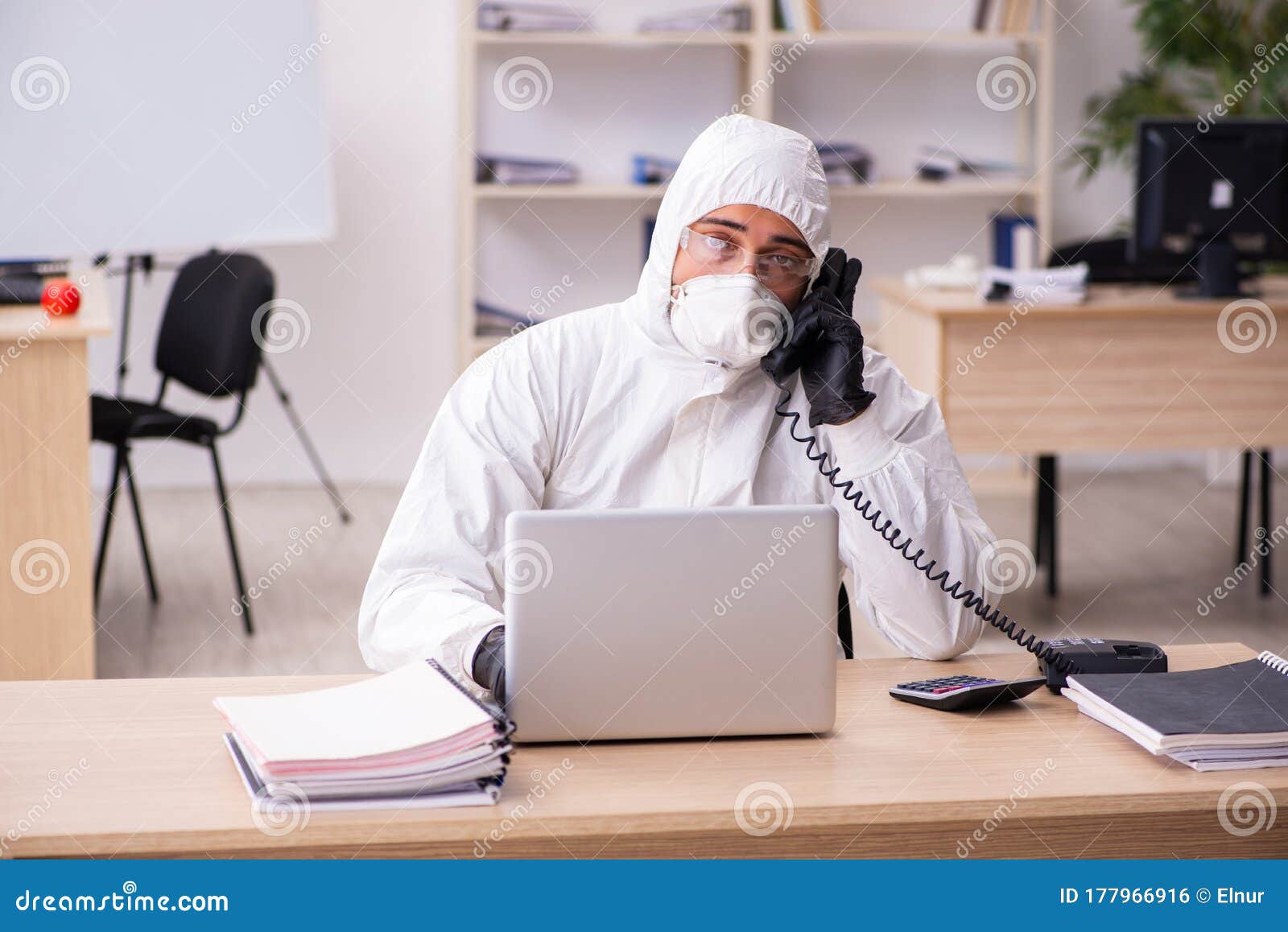 Office Worker Working in Quarantine Self-isolation Stock Photo - Image ...