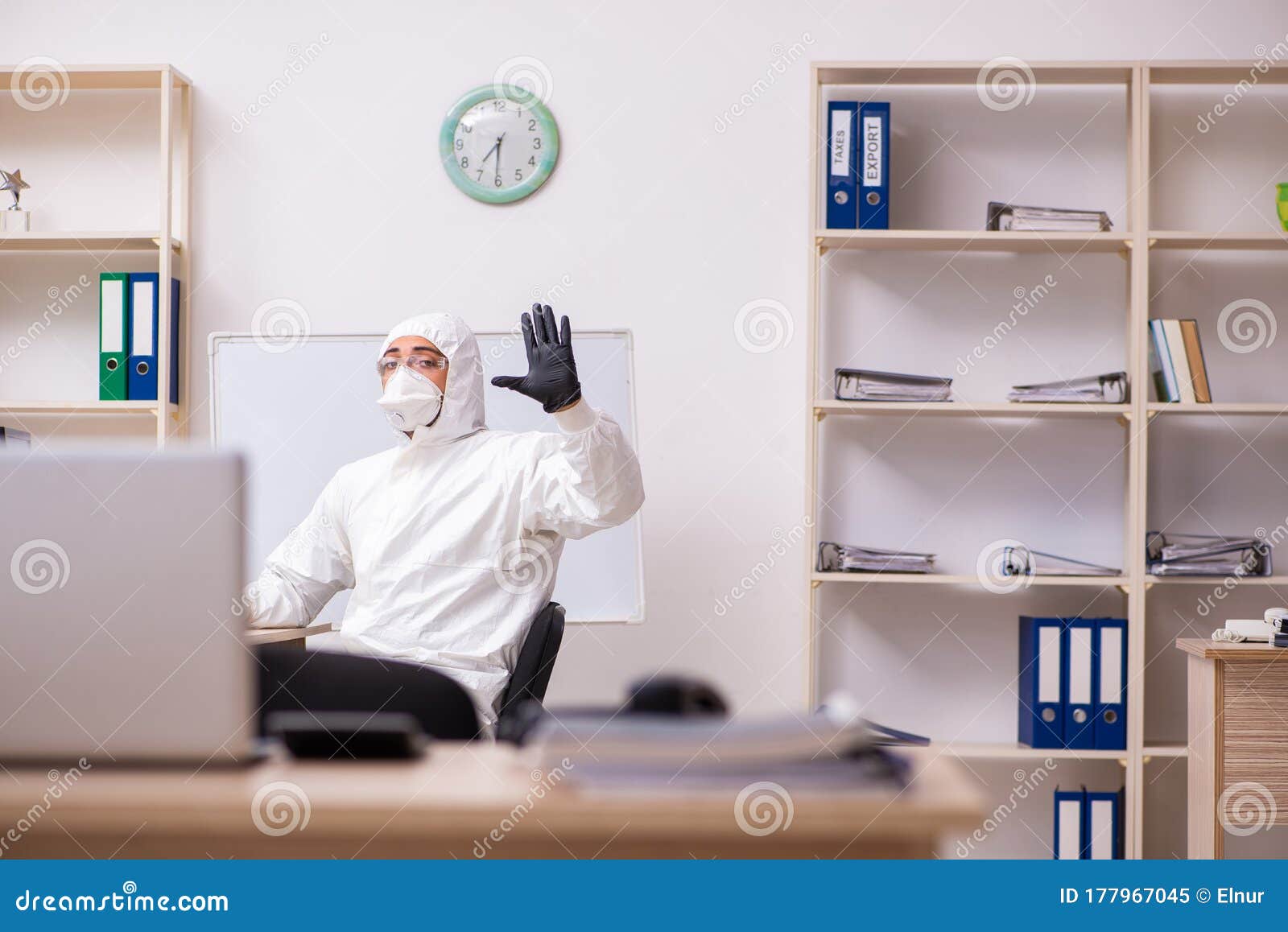 Office Worker Working in Quarantine Self-isolation Stock Image - Image ...
