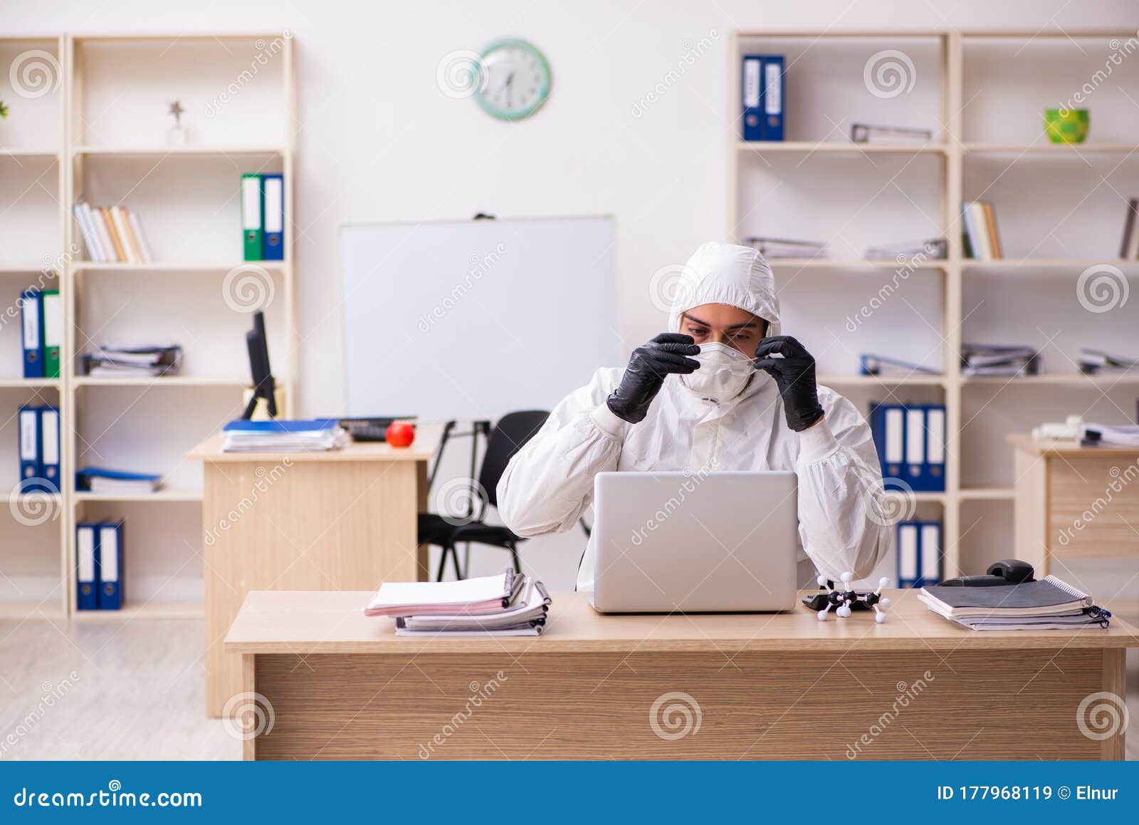 Office Worker Working in Quarantine Self-isolation Stock Image - Image ...
