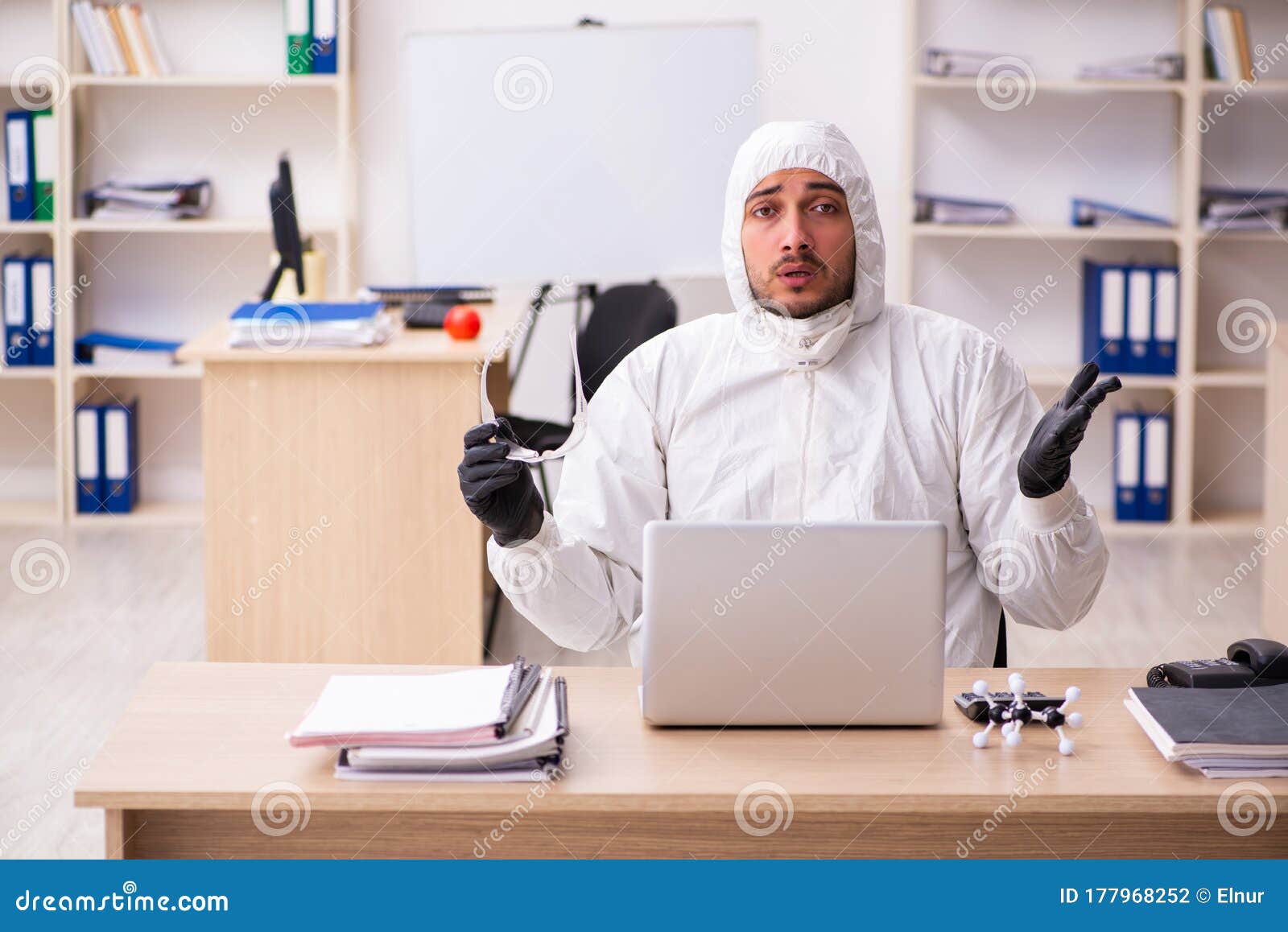 Office Worker Working in Quarantine Self-isolation Stock Photo - Image ...