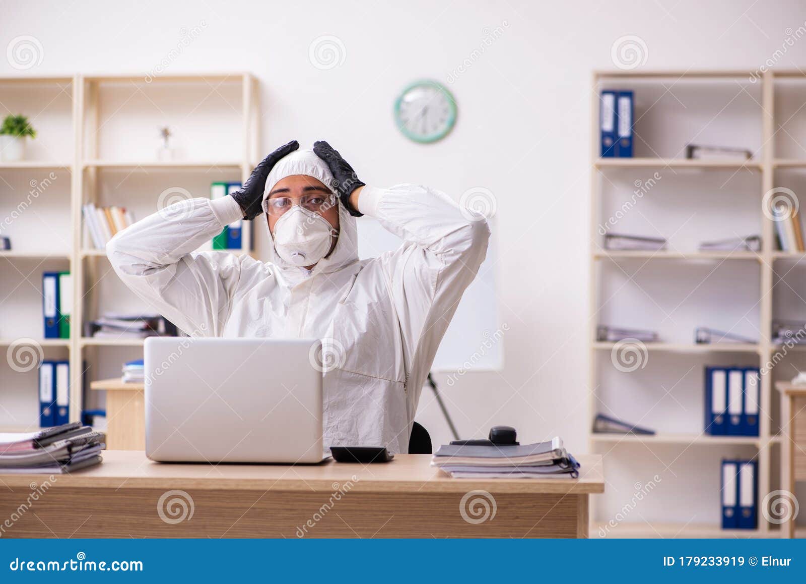 Office Worker Working in Quarantine Self-isolation Stock Image - Image ...