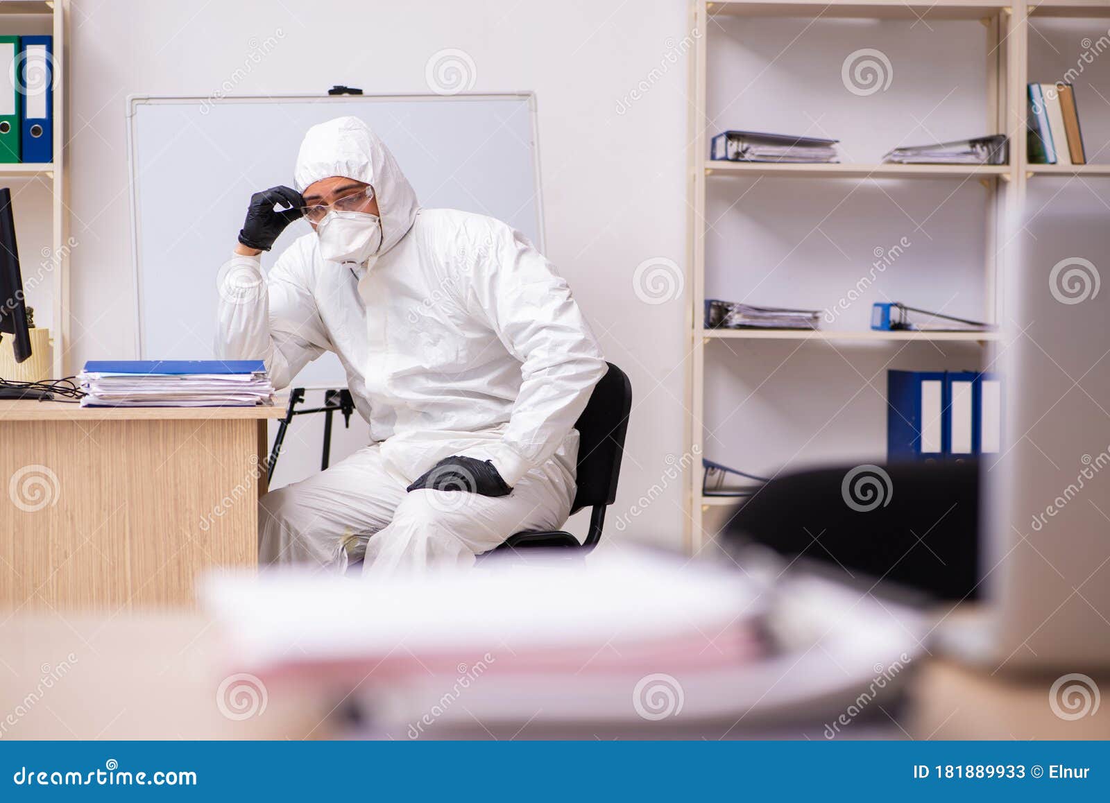 Office Worker Working in Quarantine Self-isolation Stock Image - Image ...