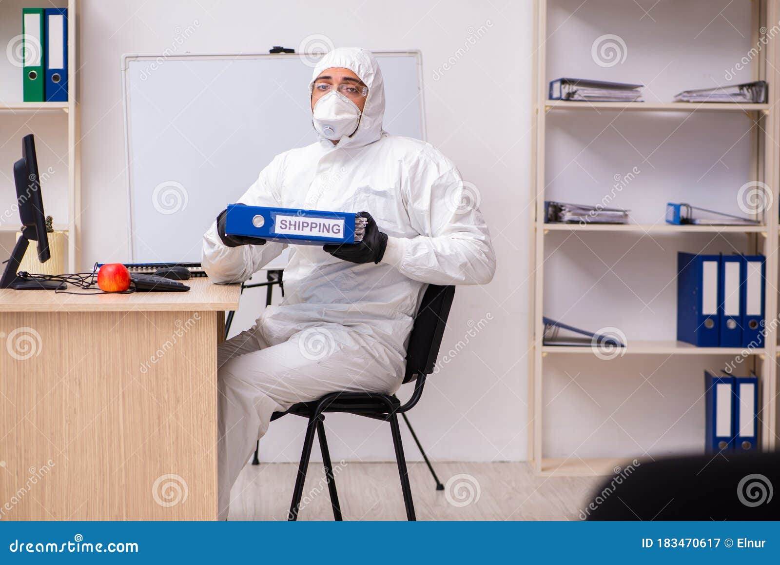 Office Worker Working in Quarantine Self-isolation Stock Image - Image ...