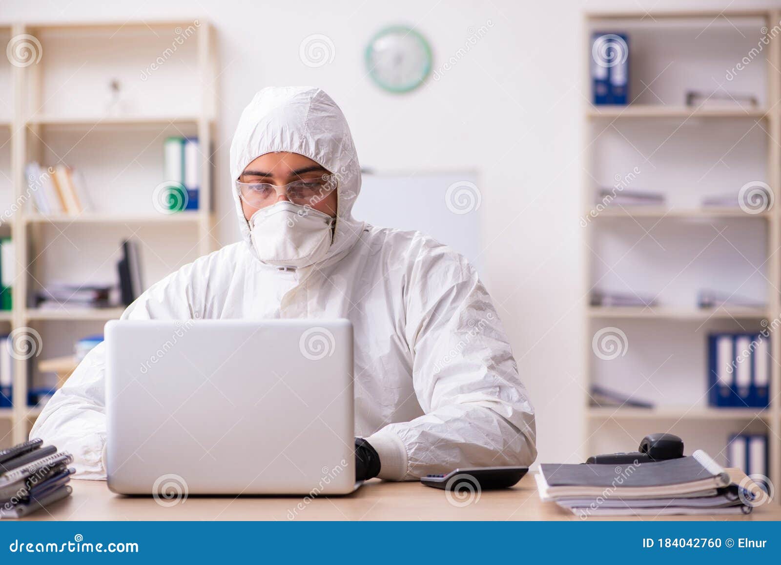 Office Worker Working in Quarantine Self-isolation Stock Photo - Image ...