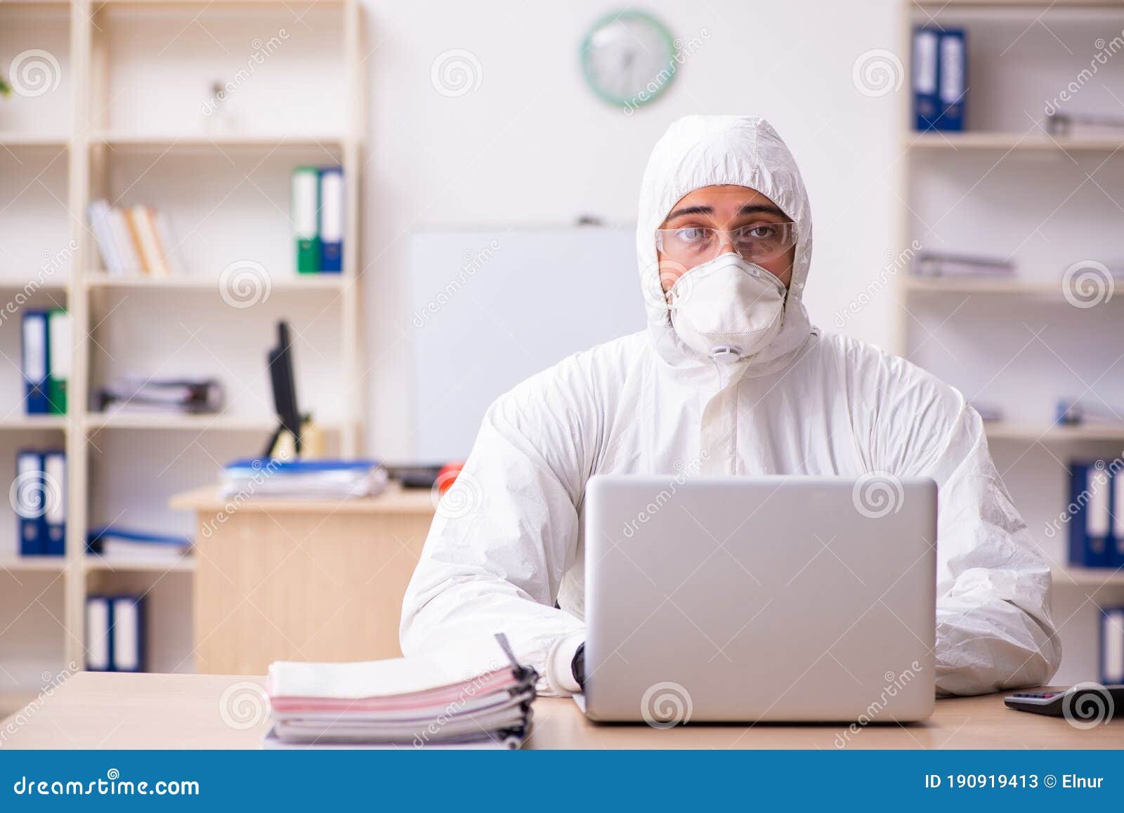Office Worker Working in Quarantine Self-isolation Stock Image - Image ...