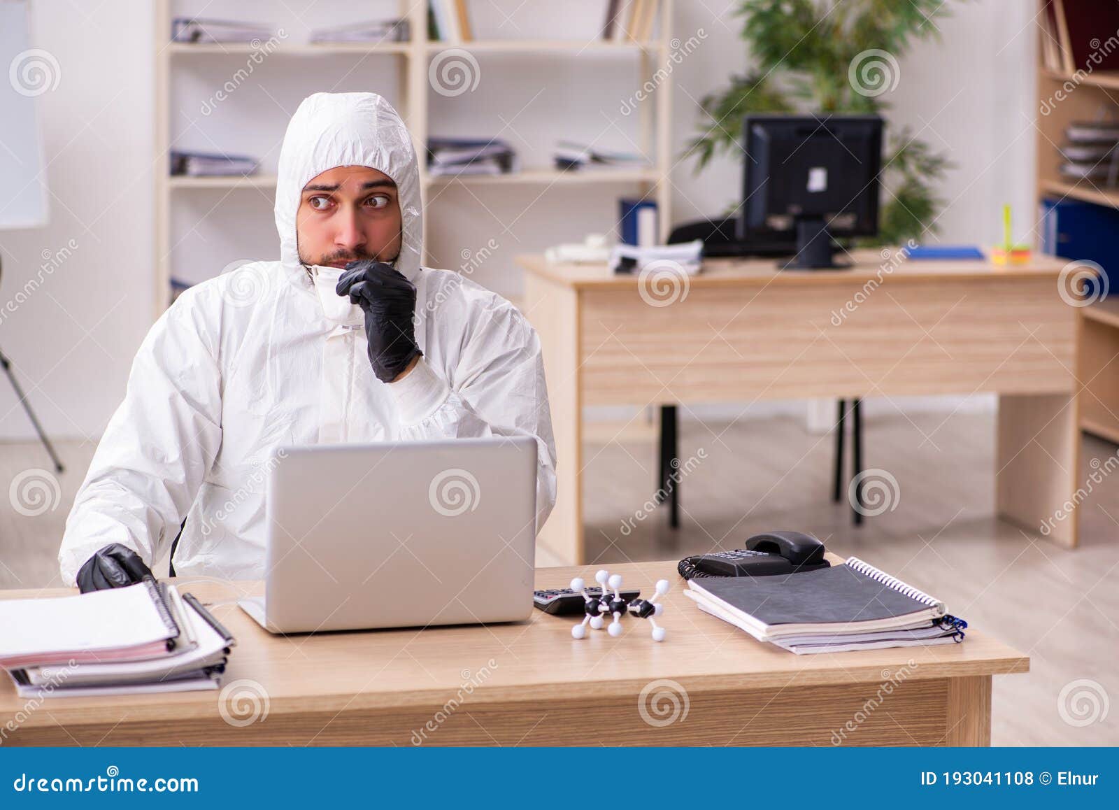Office Worker Working in Quarantine Self-isolation Stock Photo - Image ...