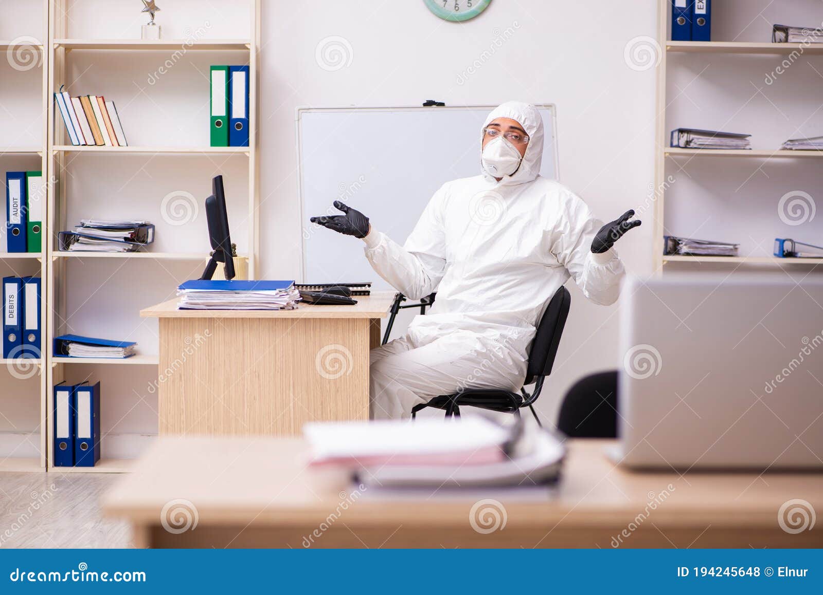 Office Worker Working in Quarantine Self-isolation Stock Photo - Image ...