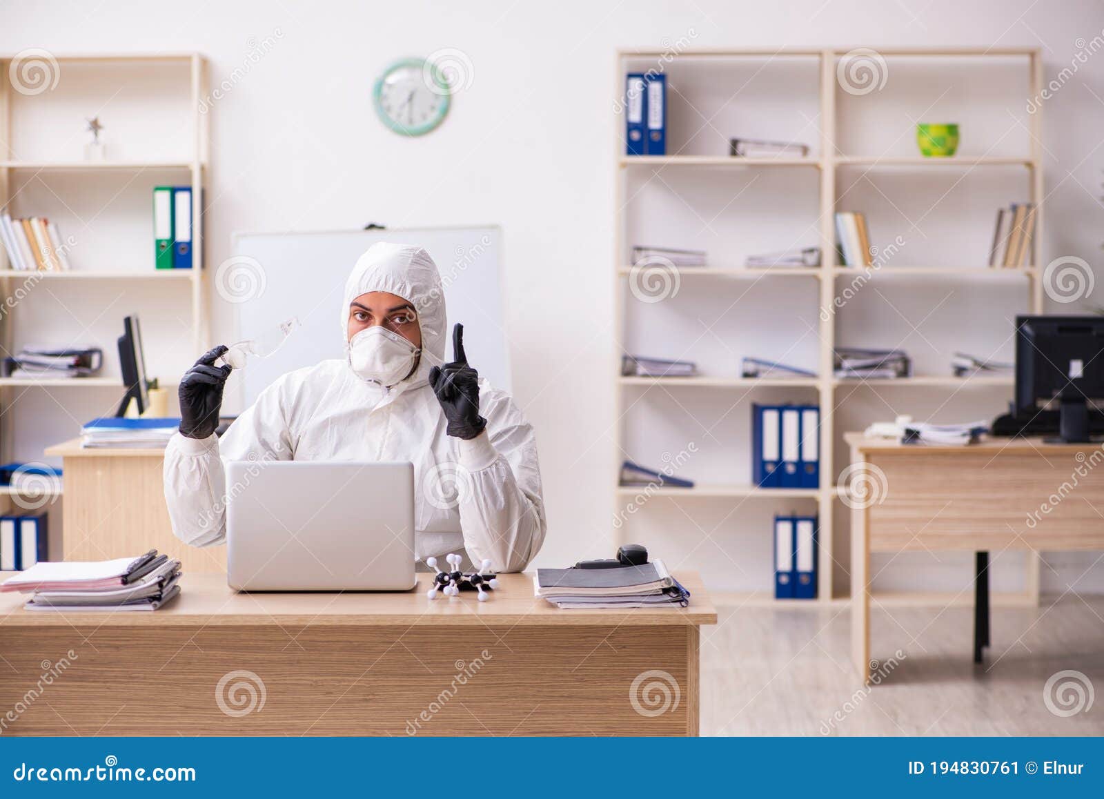 Office Worker Working in Quarantine Self-isolation Stock Image - Image ...