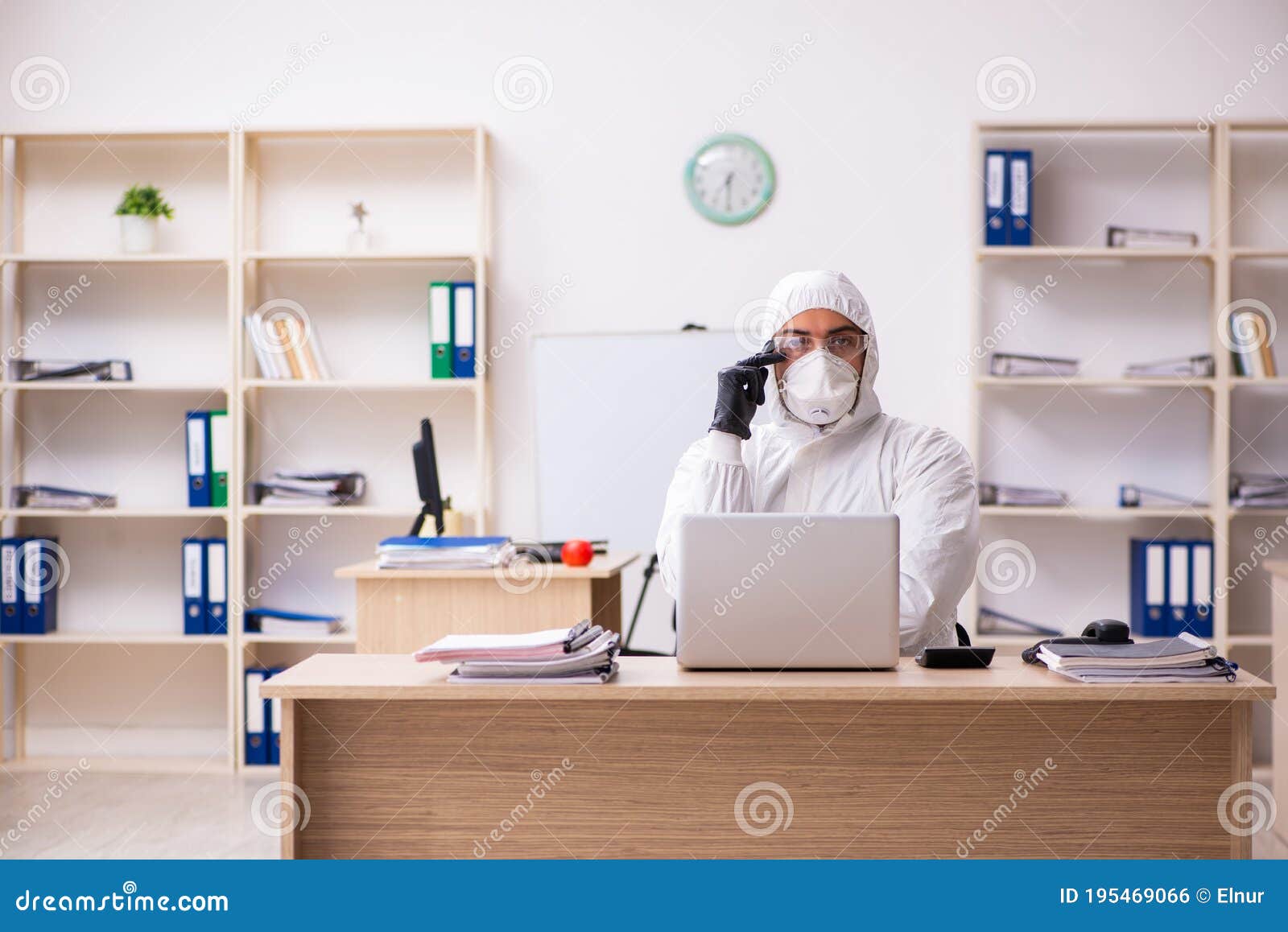 Office Worker Working in Quarantine Self-isolation Stock Photo - Image ...