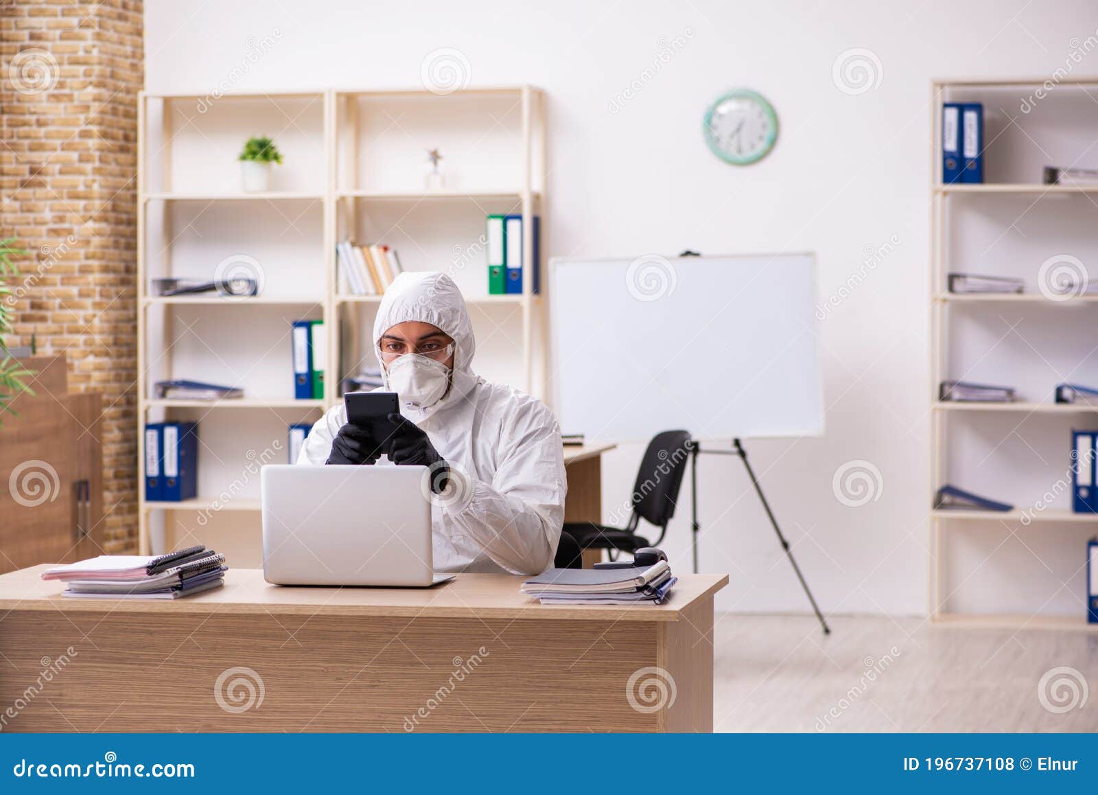 Office Worker Working in Quarantine Self-isolation Stock Photo - Image ...