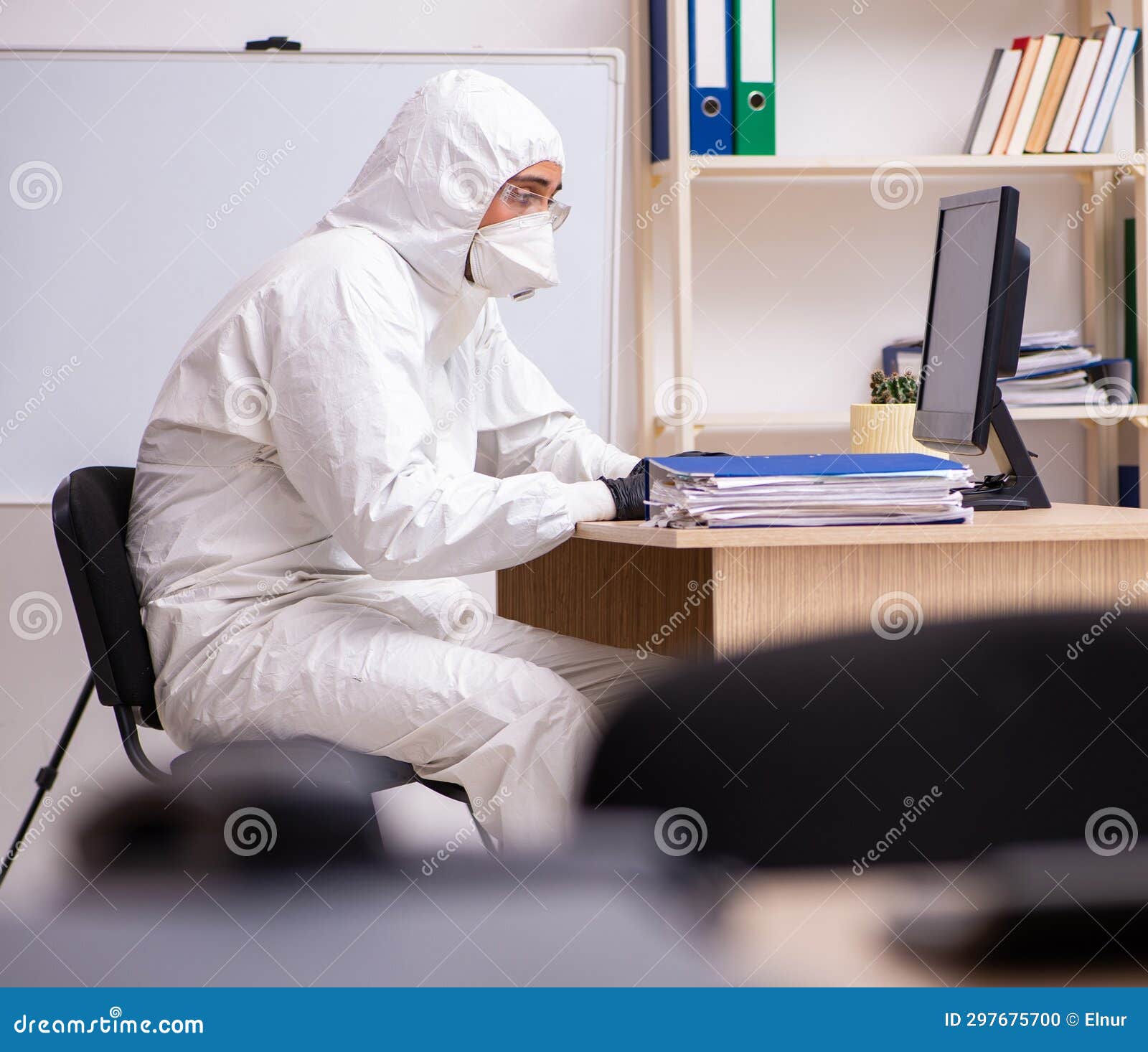 Office Worker Working in Quarantine Self-isolation Stock Photo - Image ...