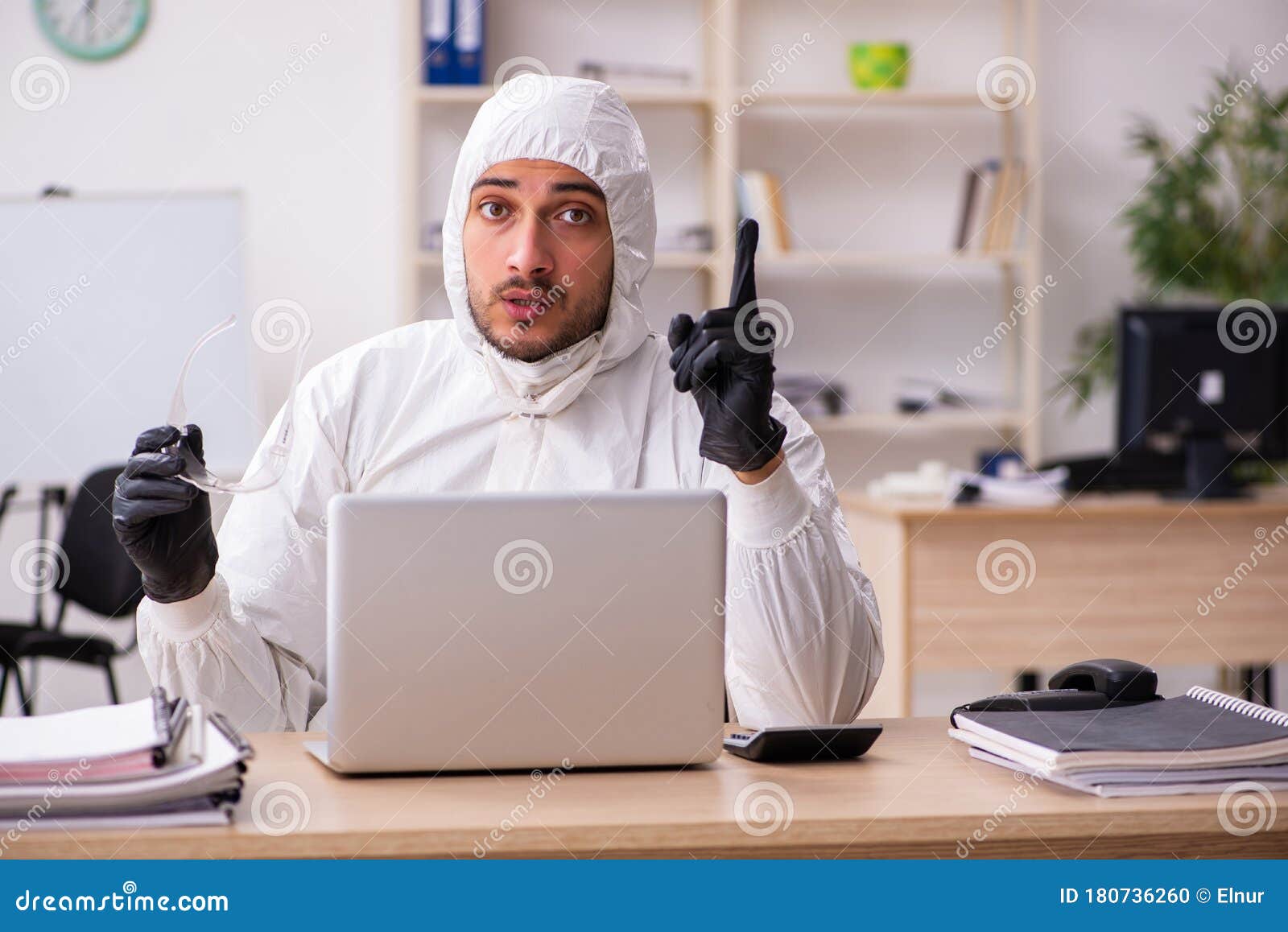 Office Worker Working in Quarantine Self-isolation Stock Photo - Image ...