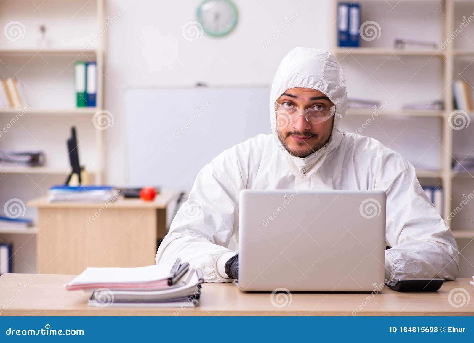 Office Worker Working in Quarantine Self-isolation Stock Photo - Image ...