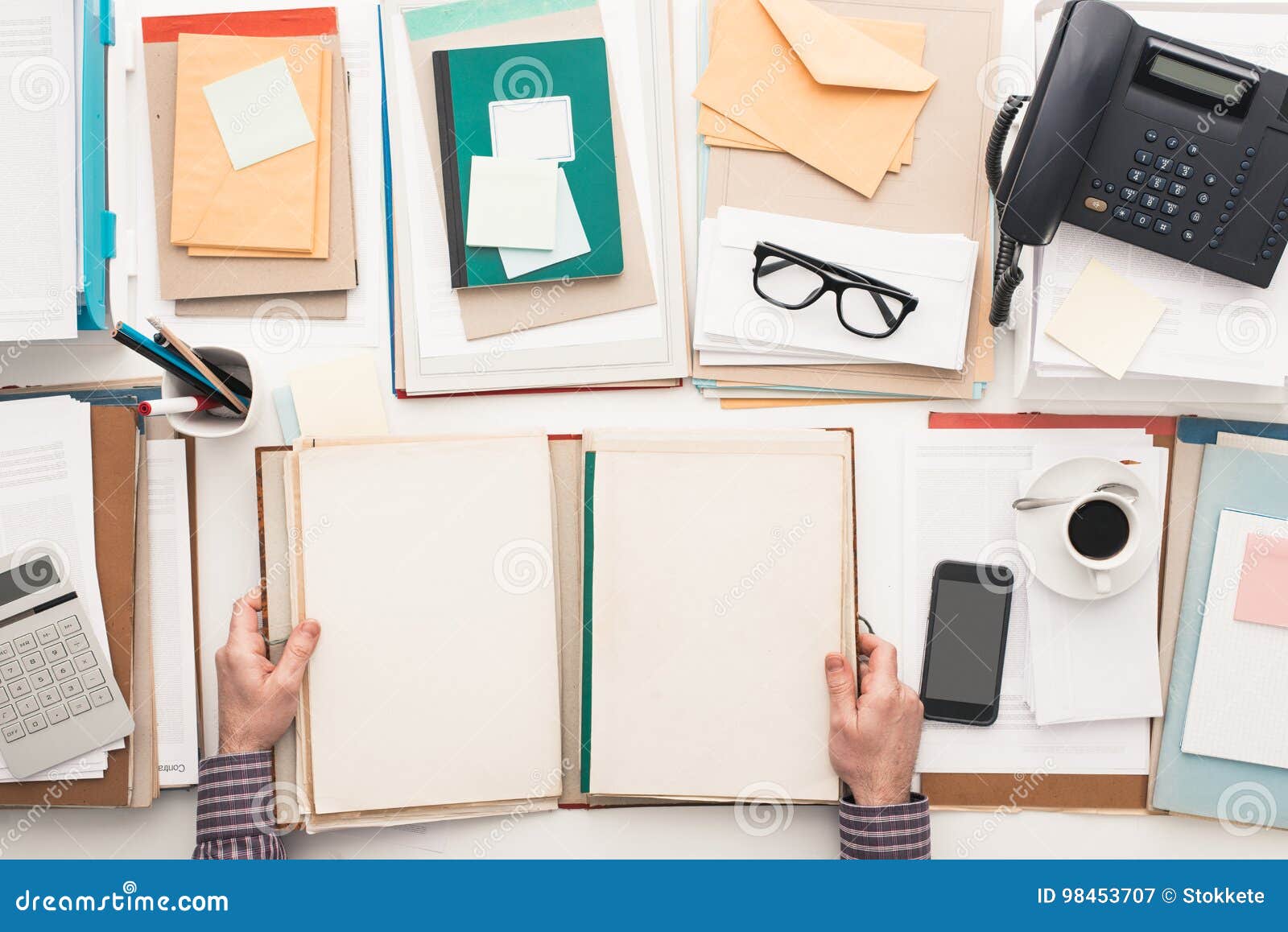Office Worker Writing Paperwork Stock Image - Image of company, crowded ...