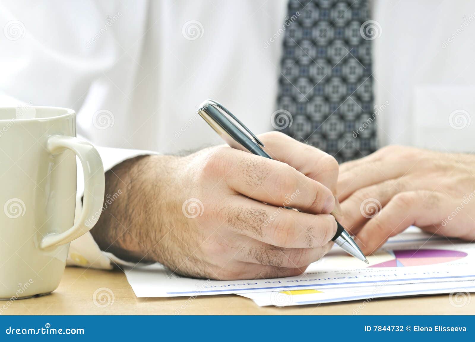 Office Worker Writing on Reports Stock Photo - Image of male, office ...
